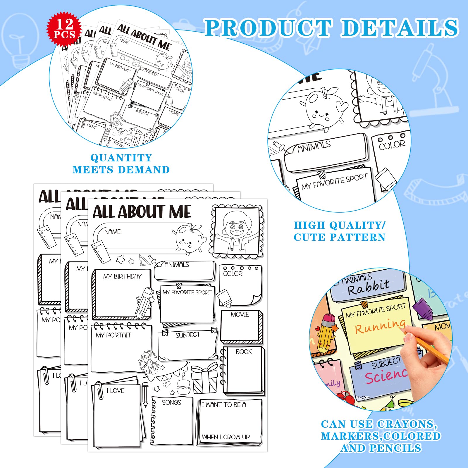 Snapklik.com : WaaHome All About Me Poster Elementary 12pcs 12"x17 ...
