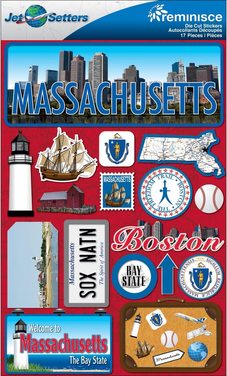 Amazon.com: 62Pcs Boston Stickers Pack, US State Aesthetic Vinyl ...