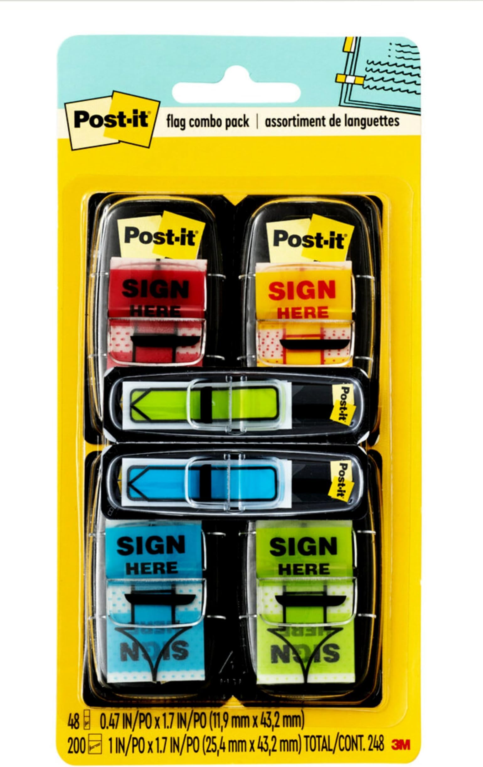 Amazon.com : Post-it Flags Arrow Message 1" Page Flags, 200 "Sign Here ...