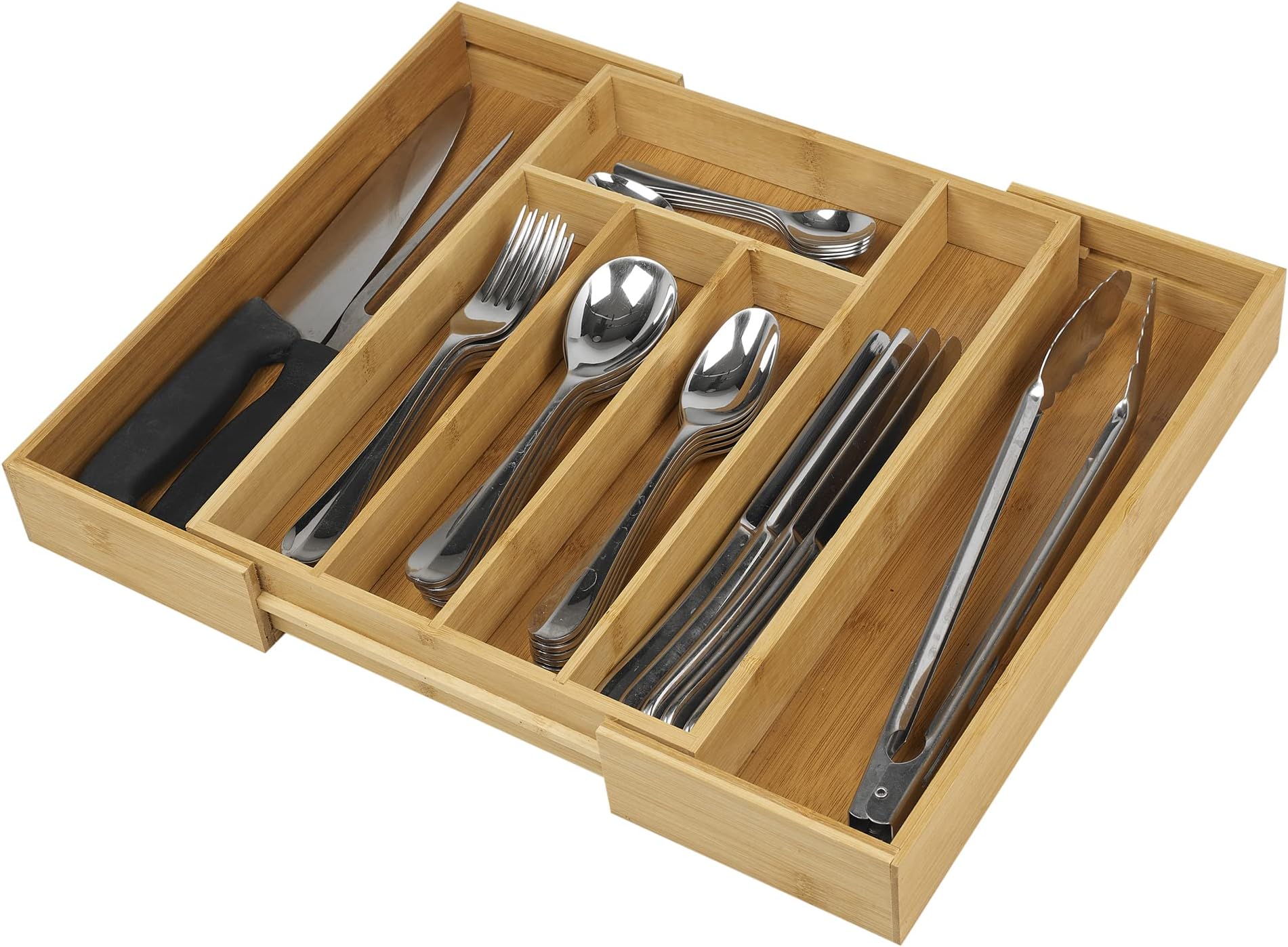 lakeland Extending Wooden Cutlery Tray - Expands from 5 to 7 ...