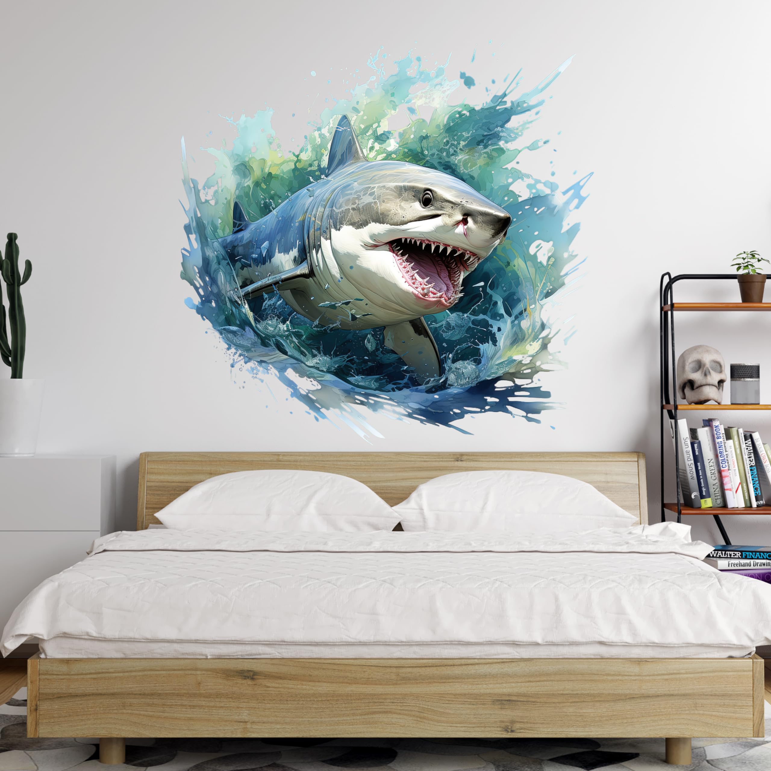 Amazon.com: WAFT YEARN Vinyl Removable 3D Lifelike Shark Underwater ...
