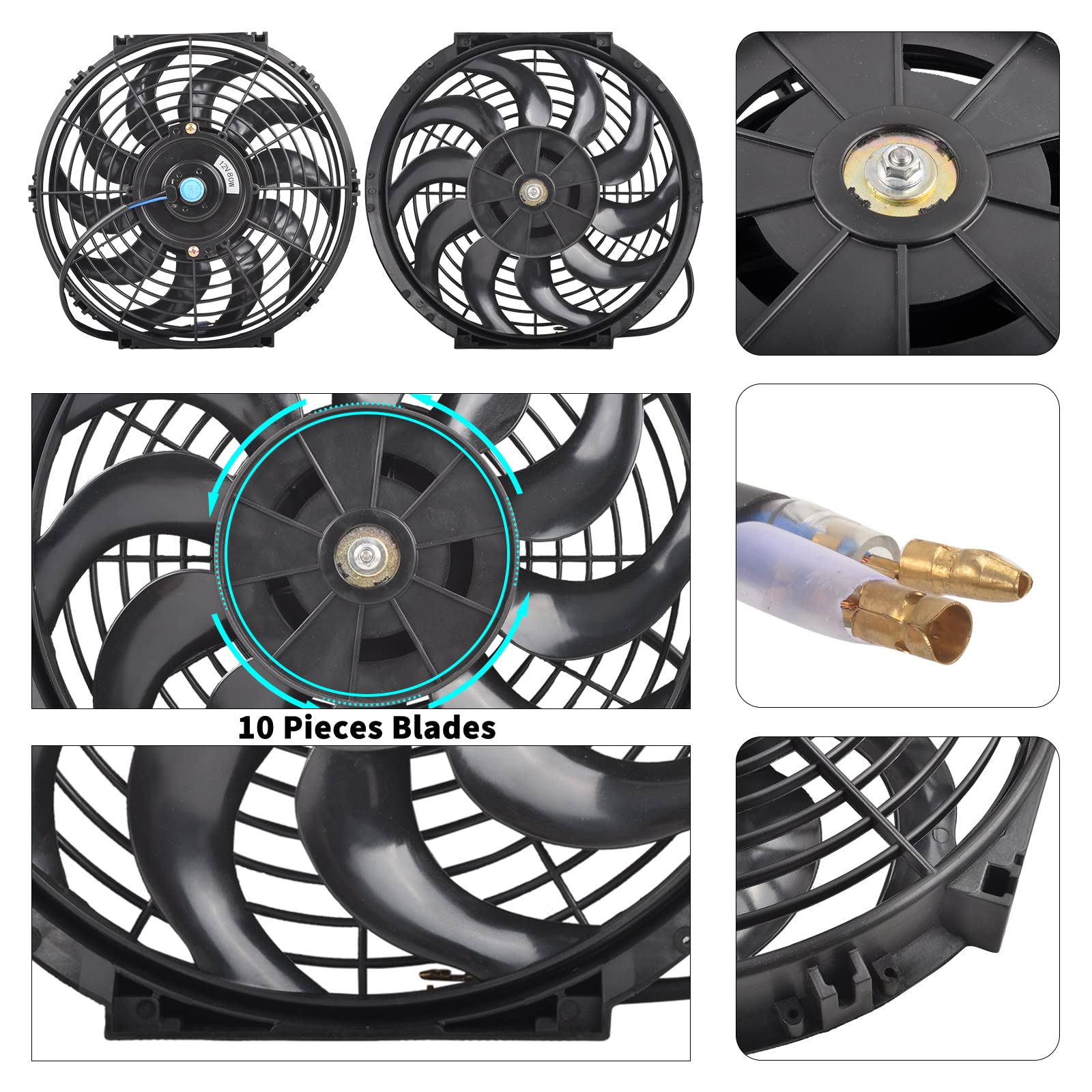 Snapklik.com : FGJQEFG 12 Inch Black Universal Slim Fan Push Pull ...