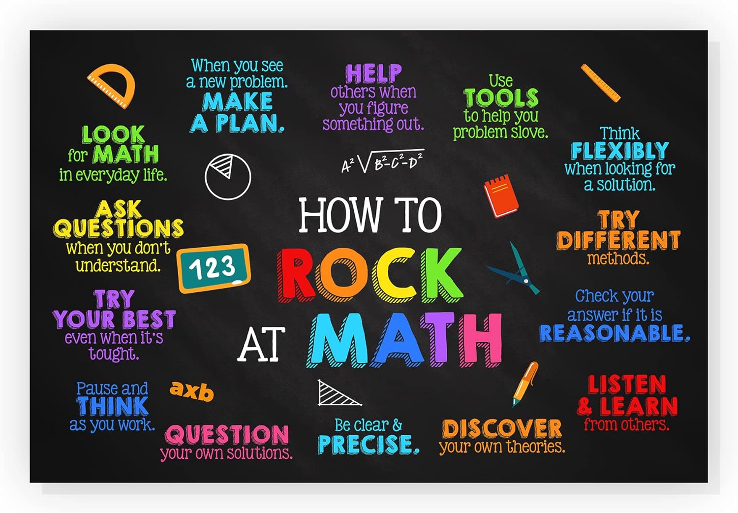 Amazon.com: How to Rock at Math Poster Teacher Posters For Classroom ...