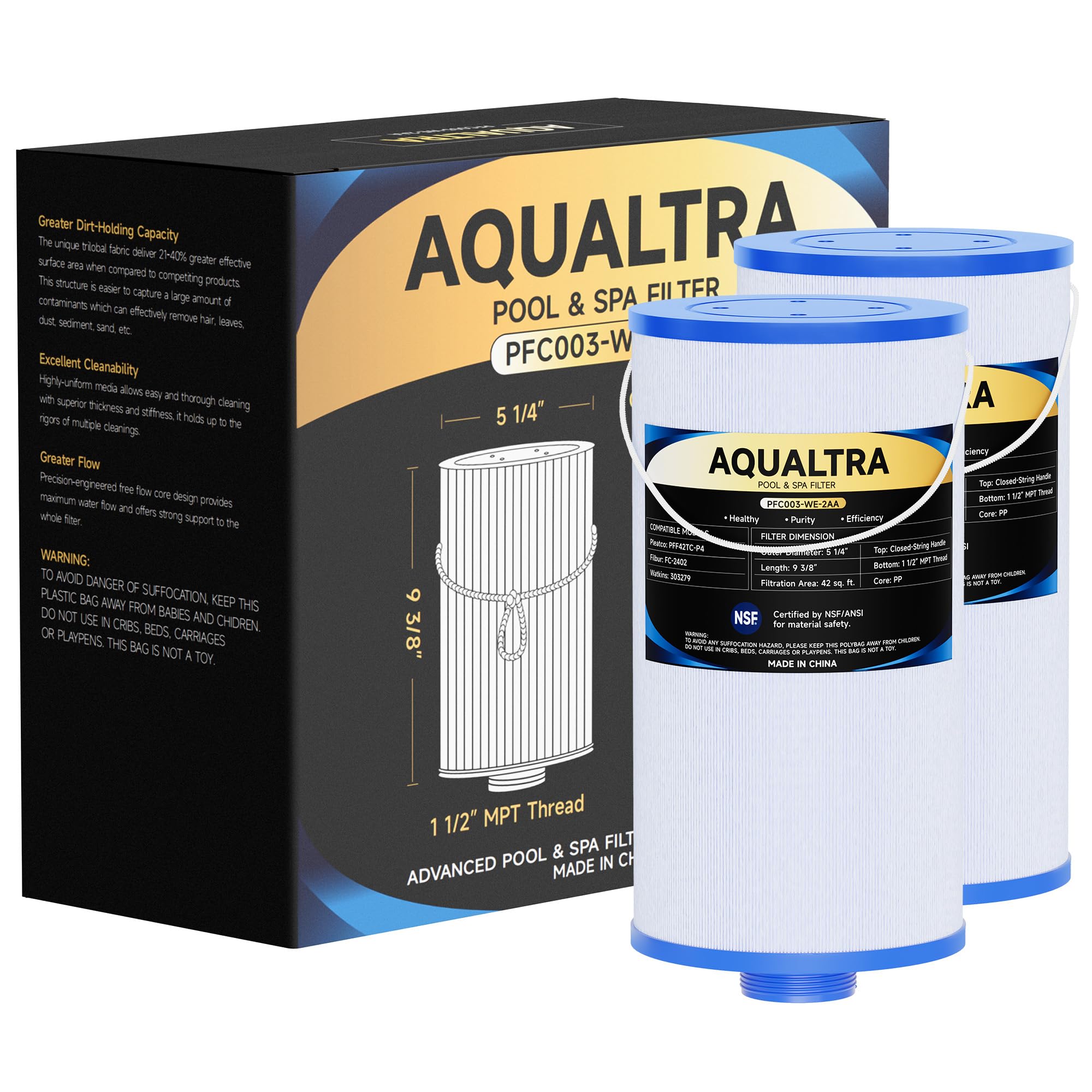 Amazon.com : AQUALTRA Hot Tub Filter Cartridges Replace FC-2402 Spa ...