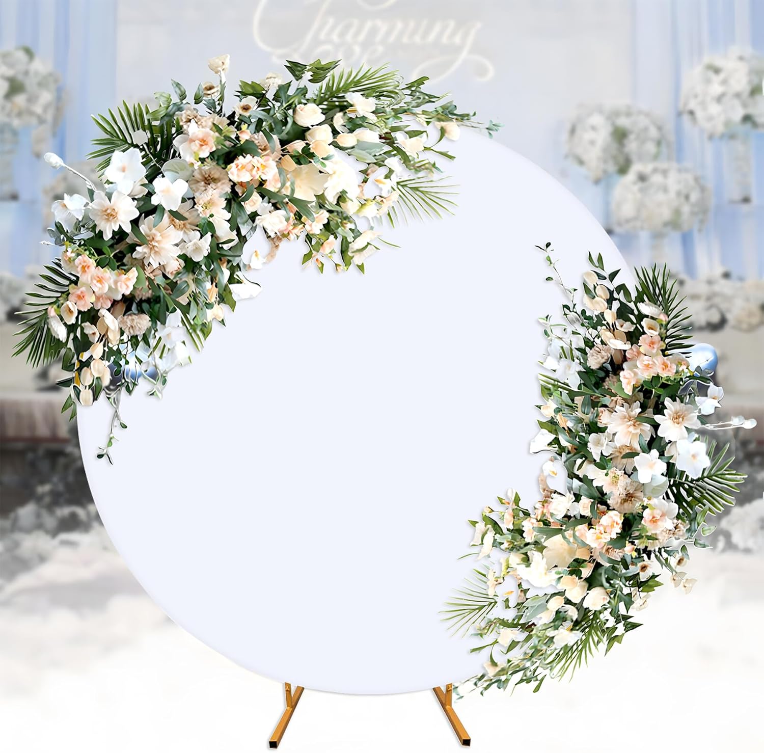 Amazon.com: 7.2ft White Round Backdrop Cover for 7/7.2ft Circle Stand ...