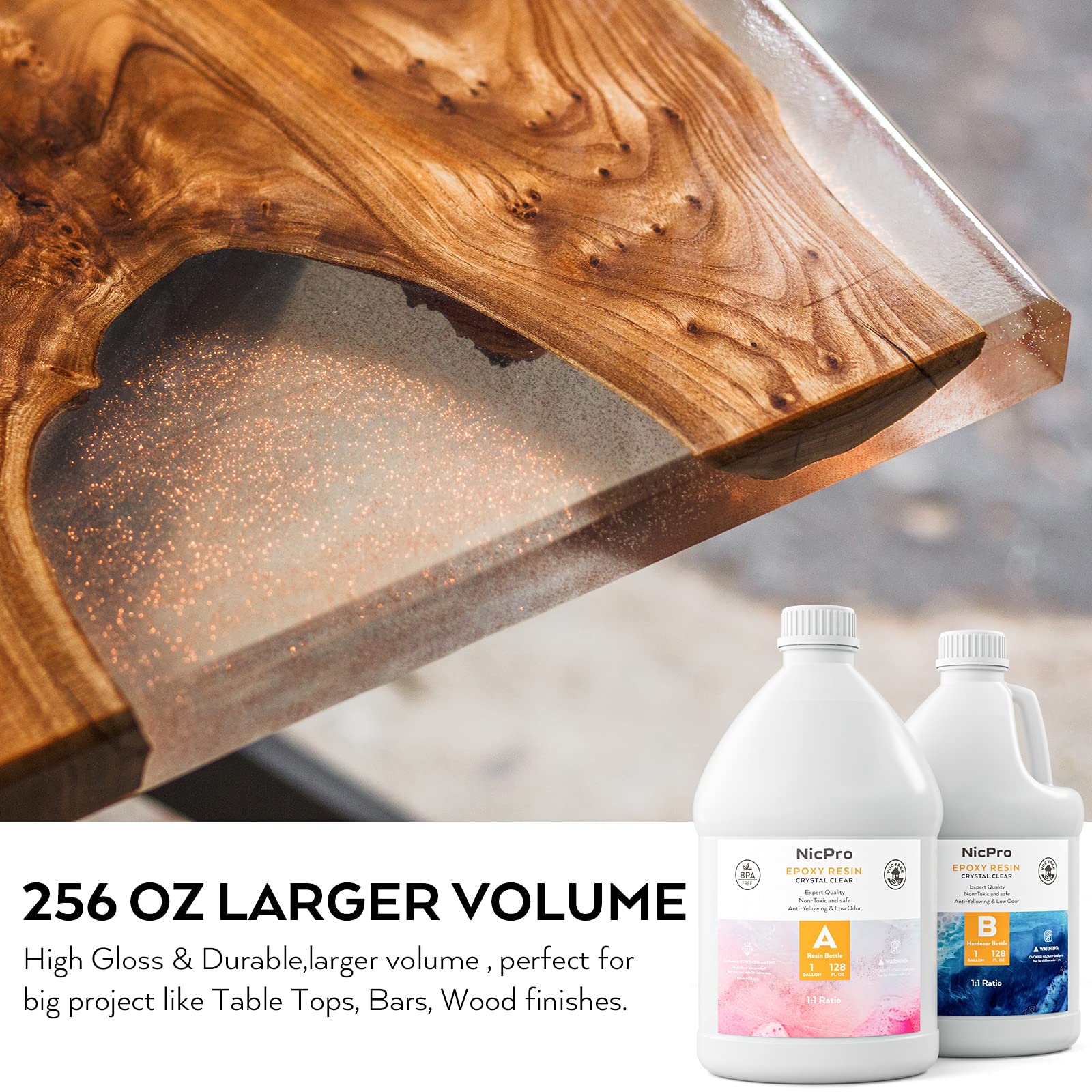 Snapklik.com : 2 Gallon Crystal Clear Epoxy Resin Kit, High Gloss ...