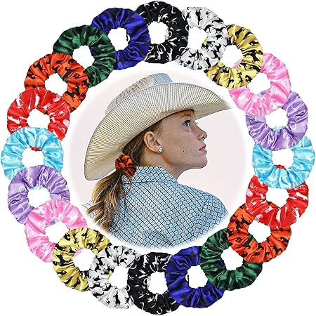 Amazon.com : 12 Pieces Horse Scrunchies Silk Satin Elastics Hair Ties ...