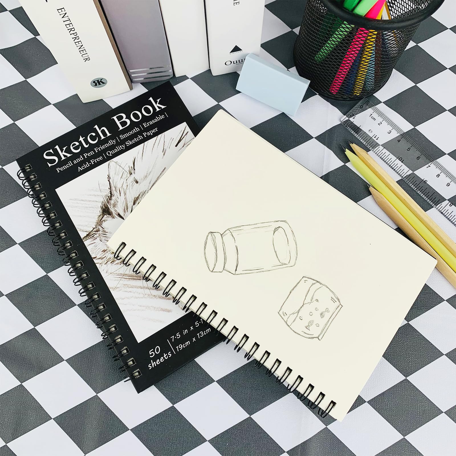 Snapklik.com : DSTELIN 2 Pack Spiral Bound Sketchbooks (100 GSM Sketch ...