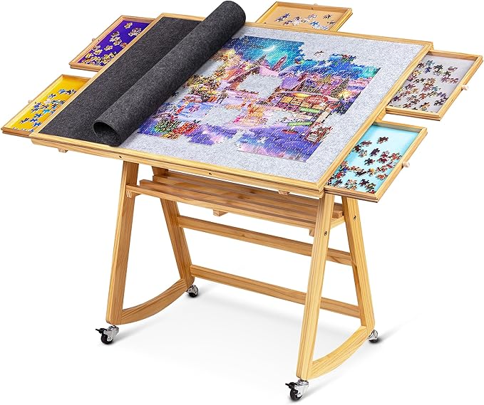 Amazon.com: Lavievert 1500 Piece Tilting Puzzle Table with 5 Colored ...