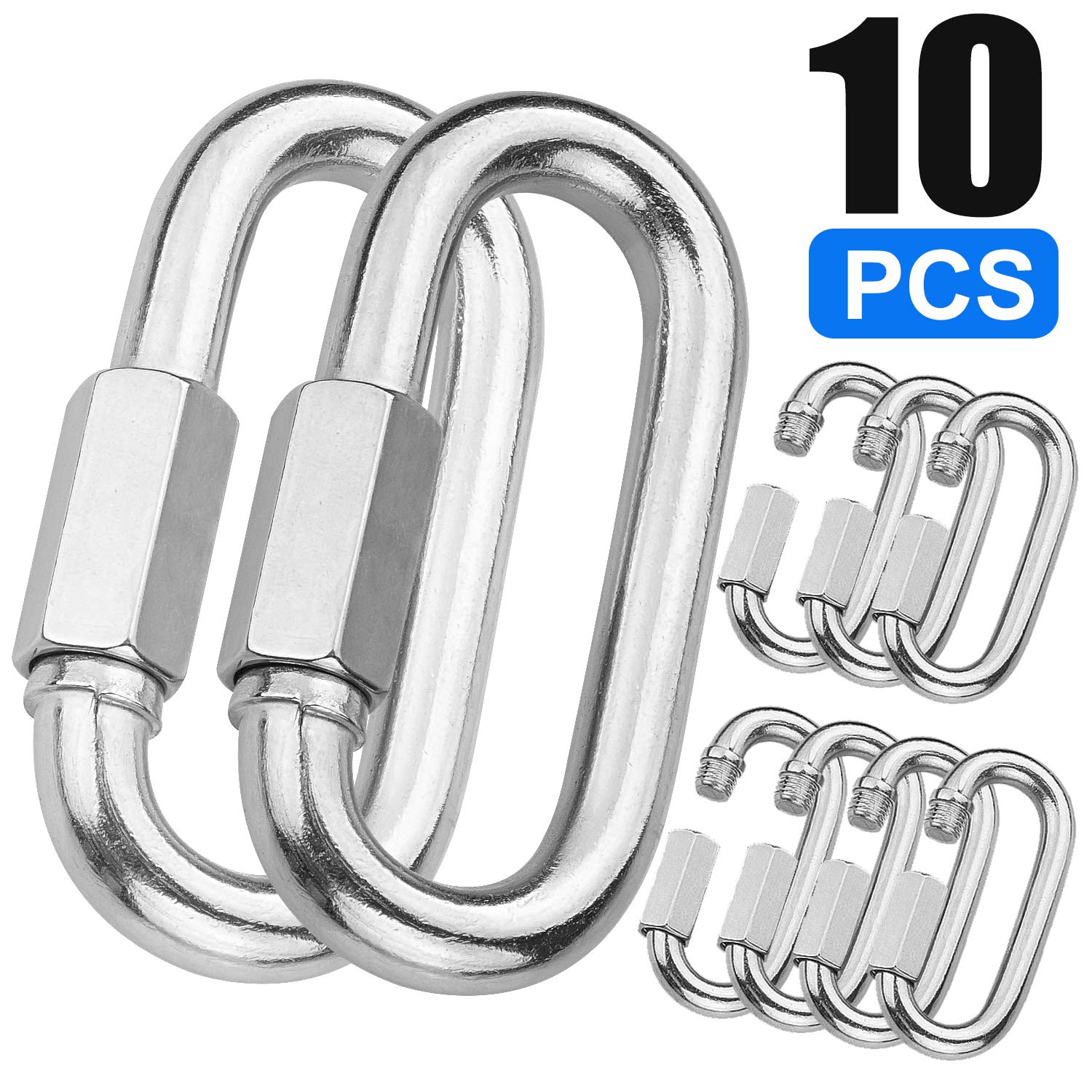 10Pack Quick Link 5/16Inch, 1100lbs Capacity Stainless Steel Oval ...