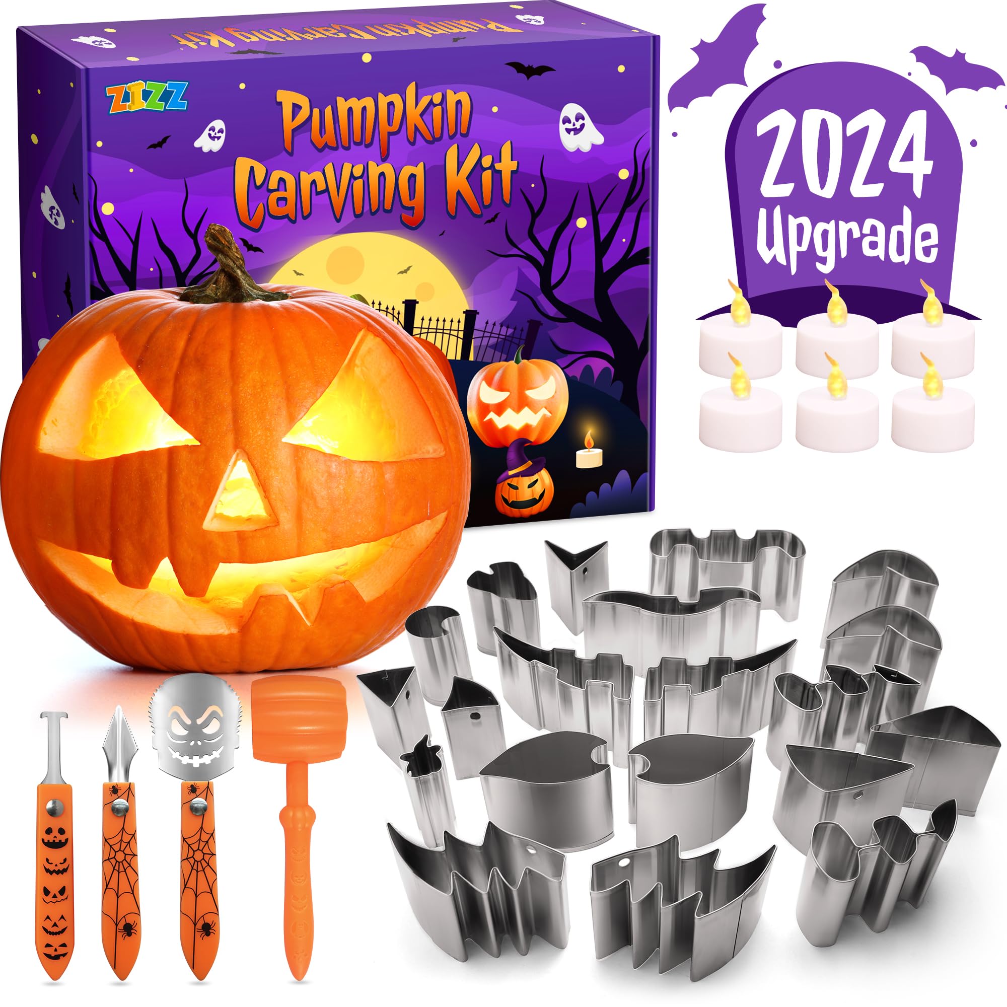 Amazon.com: ZIZZ Pumpkin Carving Kits for Halloween: 28pcs Stainless ...