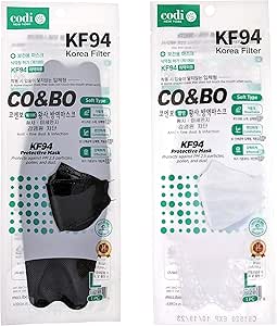 Amazon.com: CO&BO Paquete de 20 mascarillas KF94 en blanco y negro [empaquetadas individualmente ...