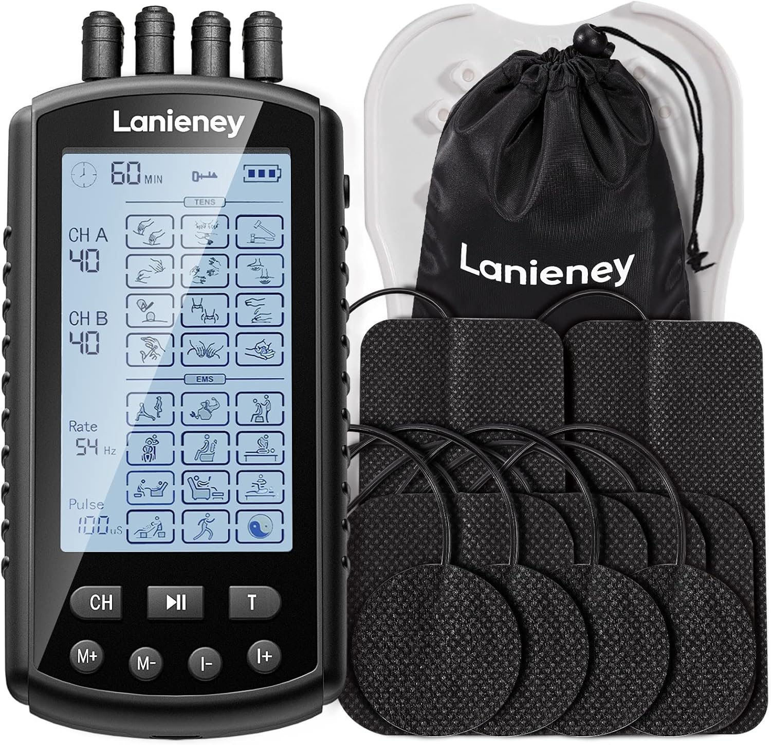 Amazon.com: 4 Output Dual Channel TENS Unit, 40 Level Intensity 24 ...