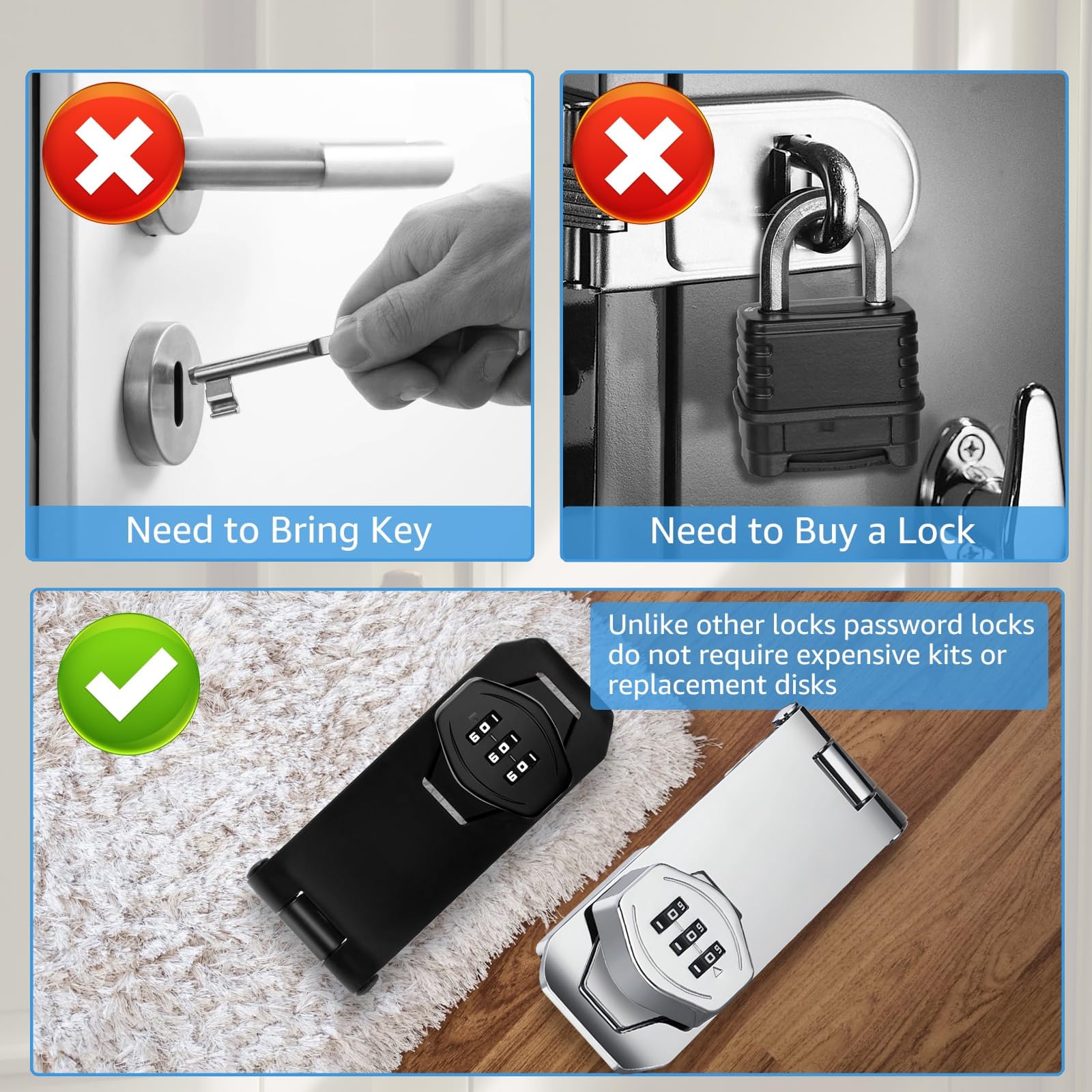 Snapklik.com : Mechanical Password Rotary Hasp Locks, 3 Digit Keyless ...