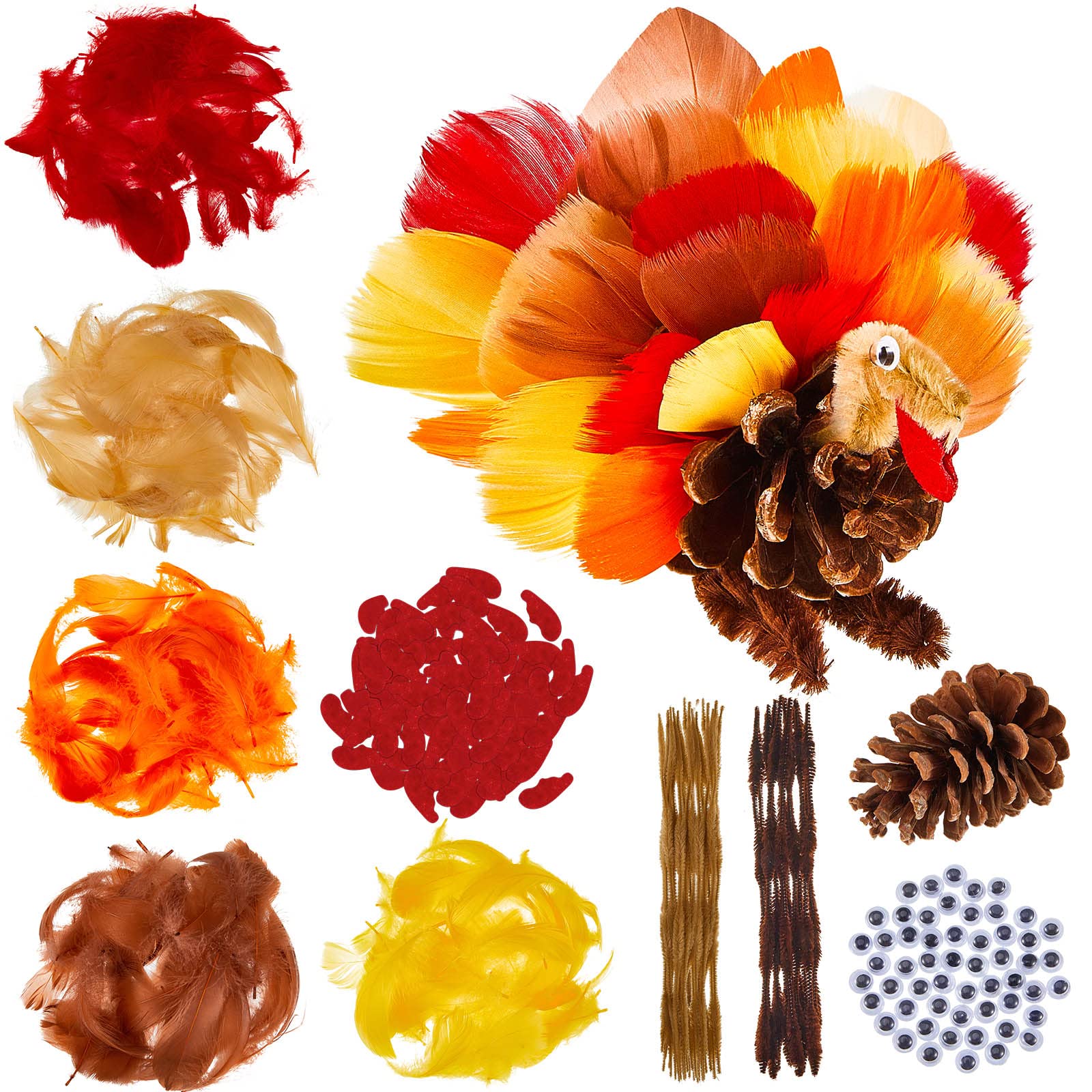 Snapklik.com : Deekin 30 Sets Thanksgiving Turkey Craft Kit Fall Crafts ...