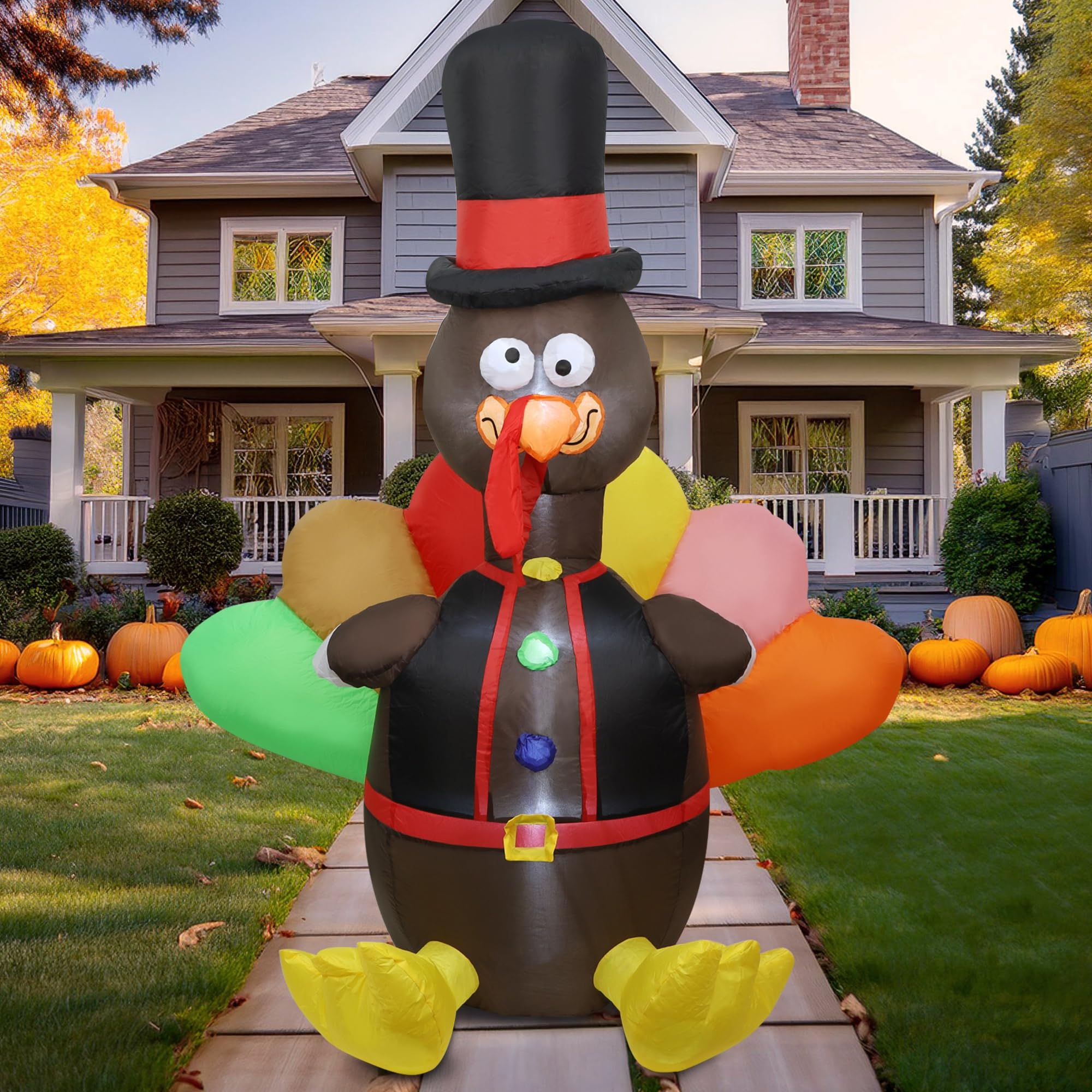 Indoor Light Up Turkey 4.3FT Happy Thanksgiving Inflatable Turkey With