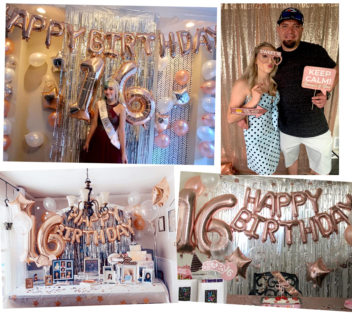 PartyHooman Sweet 16 Birthday Decorations Rose Gold With Sweet 16 Sash ...