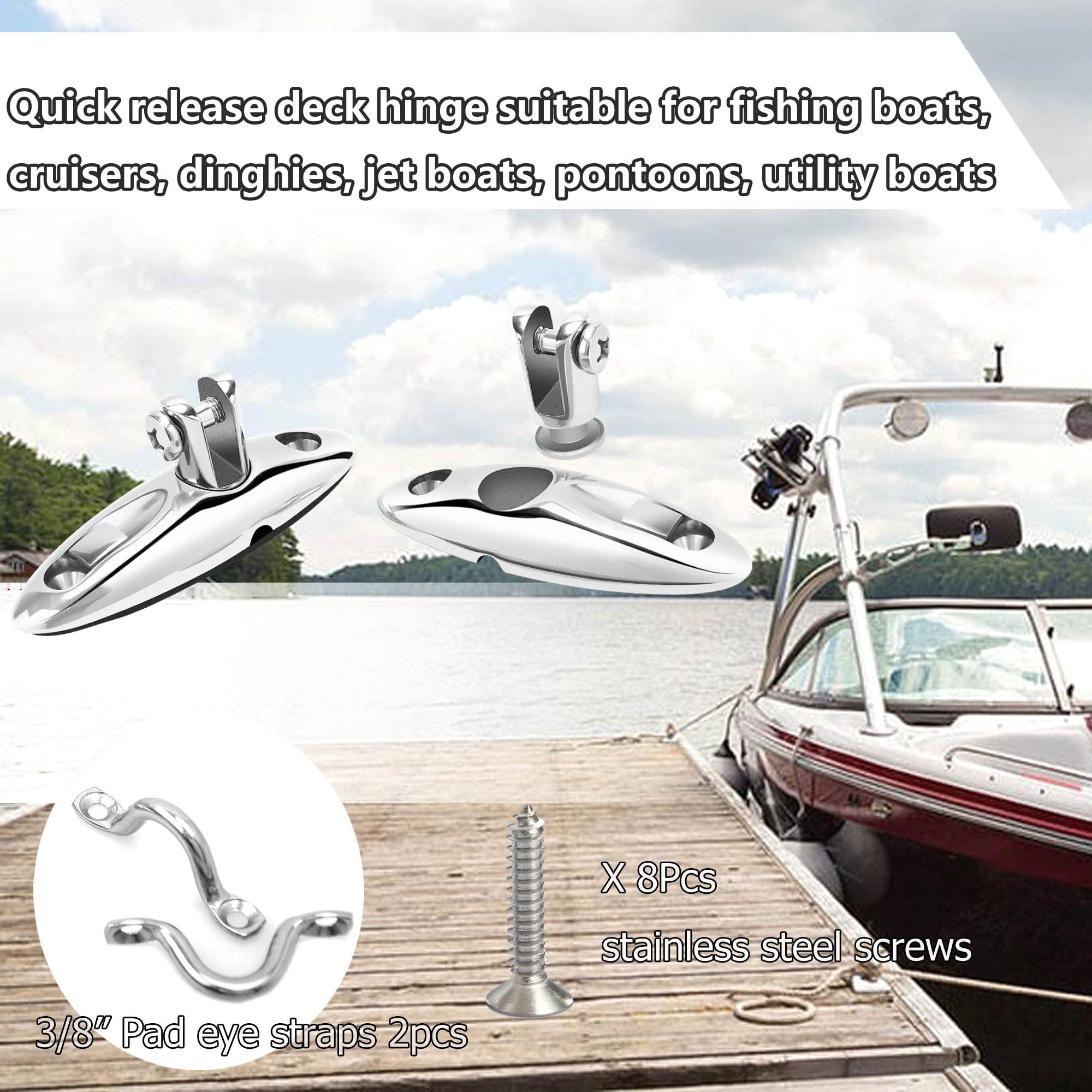 Snapklik.com : Quick Release Deck Hinge 316 Stainless Steel Boat Bimini ...