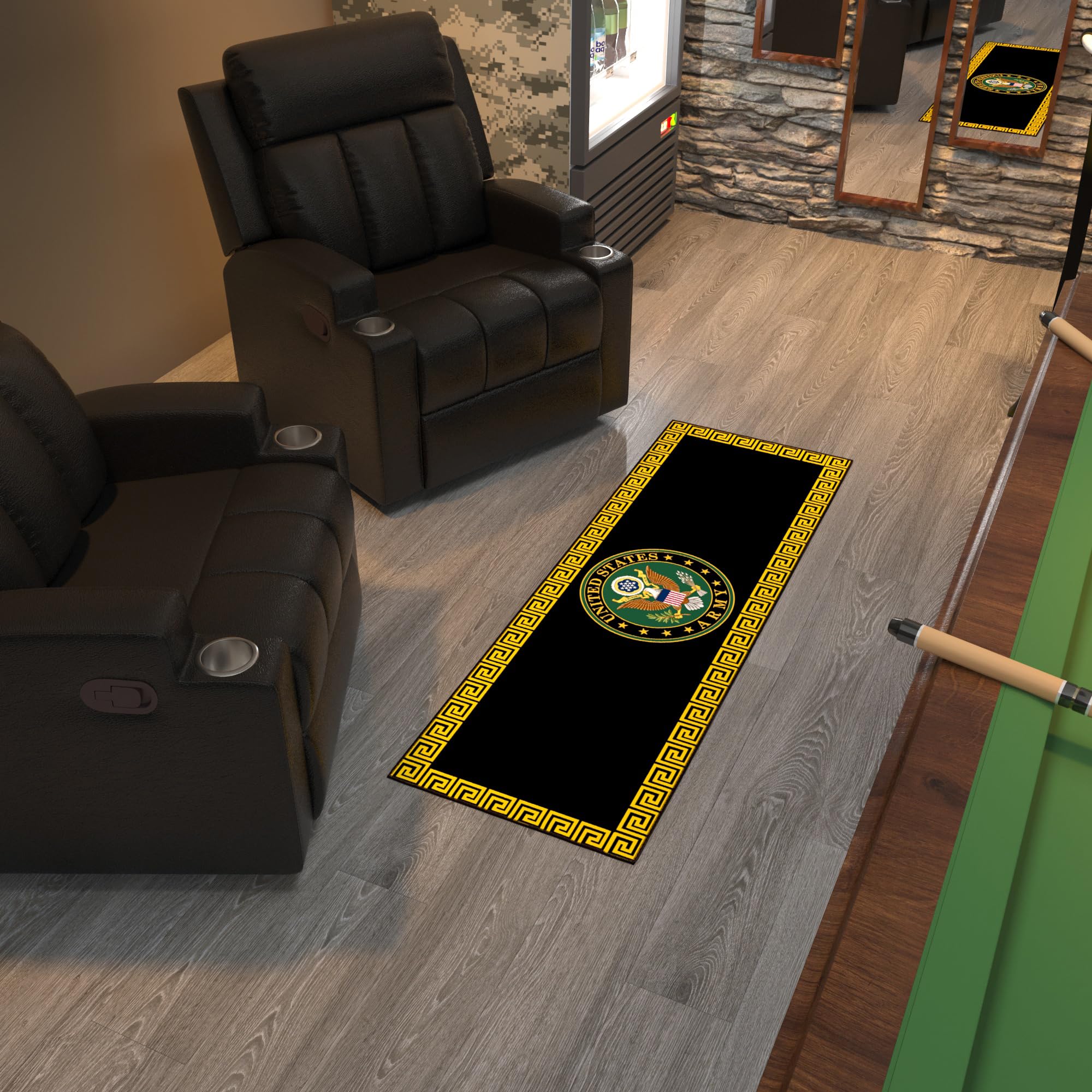 US ARMY® Logo Bordered Design Machine Washable Non-Slip Rubberback 2x5 ...