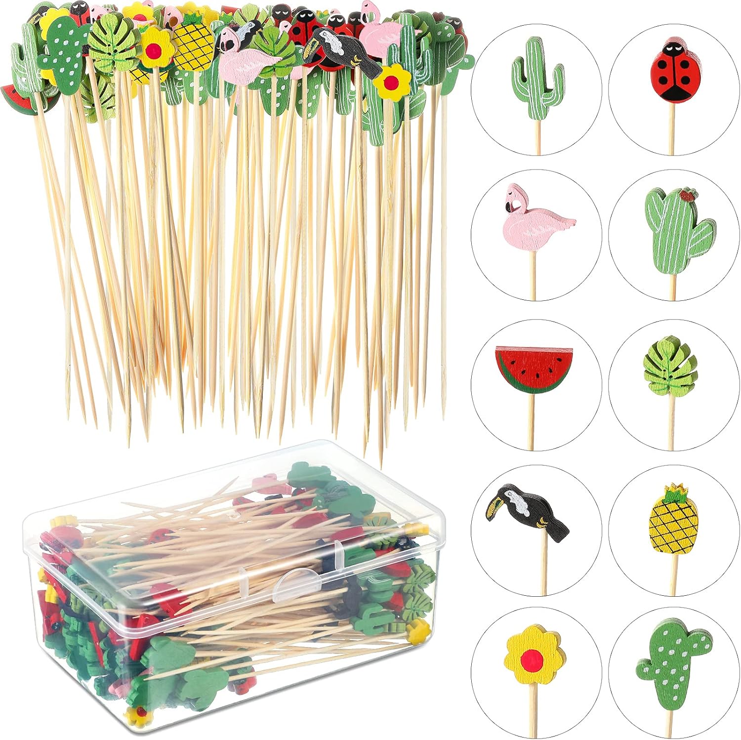 Amazon.com | Patelai 200 Pieces Hawaiian Luau Assorted Picks Tropical ...