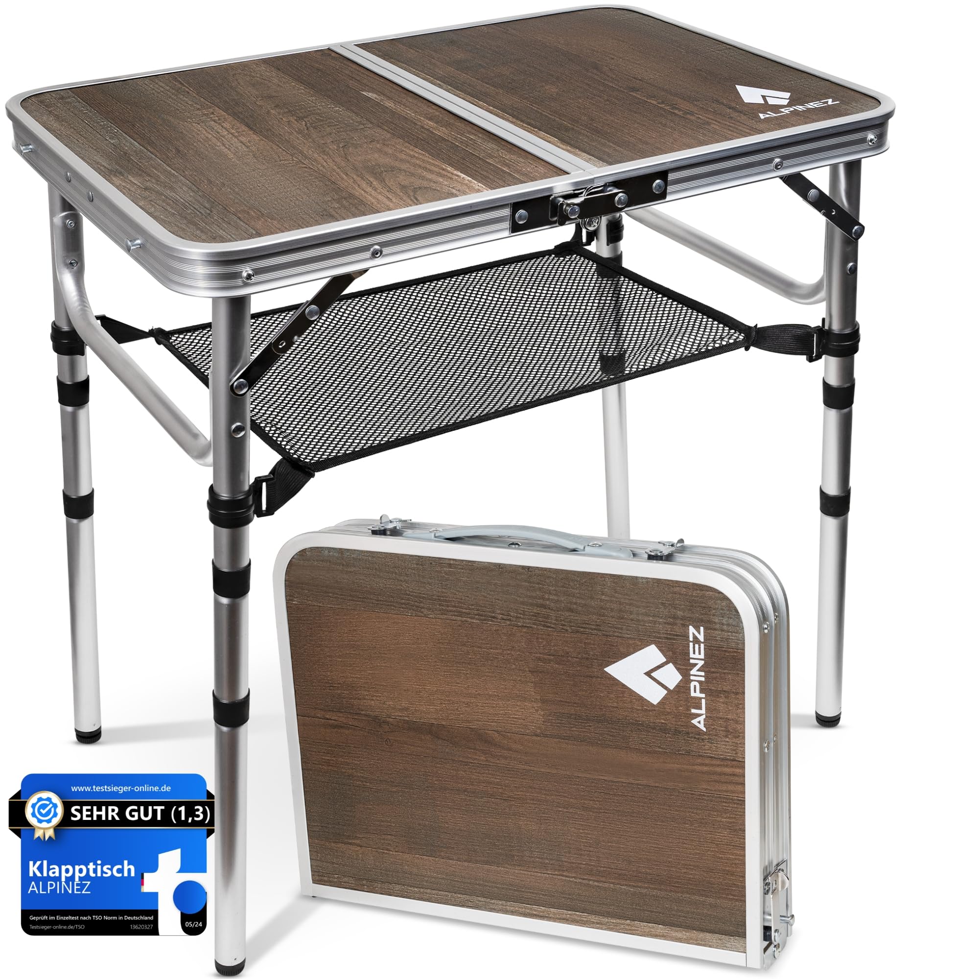 ALPINEZ 60x40 Campingtisch klappbar höhenverstellbar | Beistelltisch ...