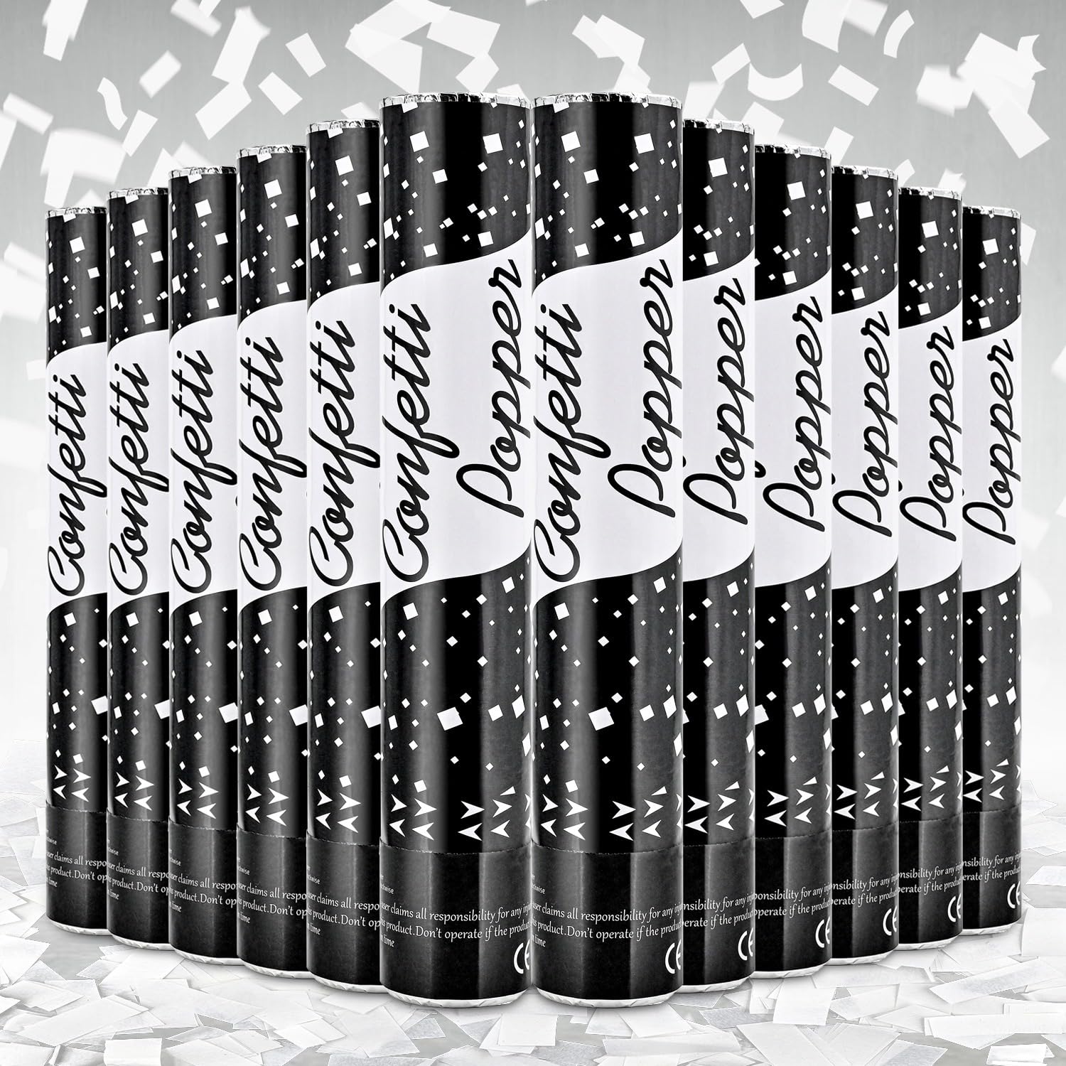 Amazon.com: Confetti Cannon White Confetti Poppers Cannons 12 Pack ...