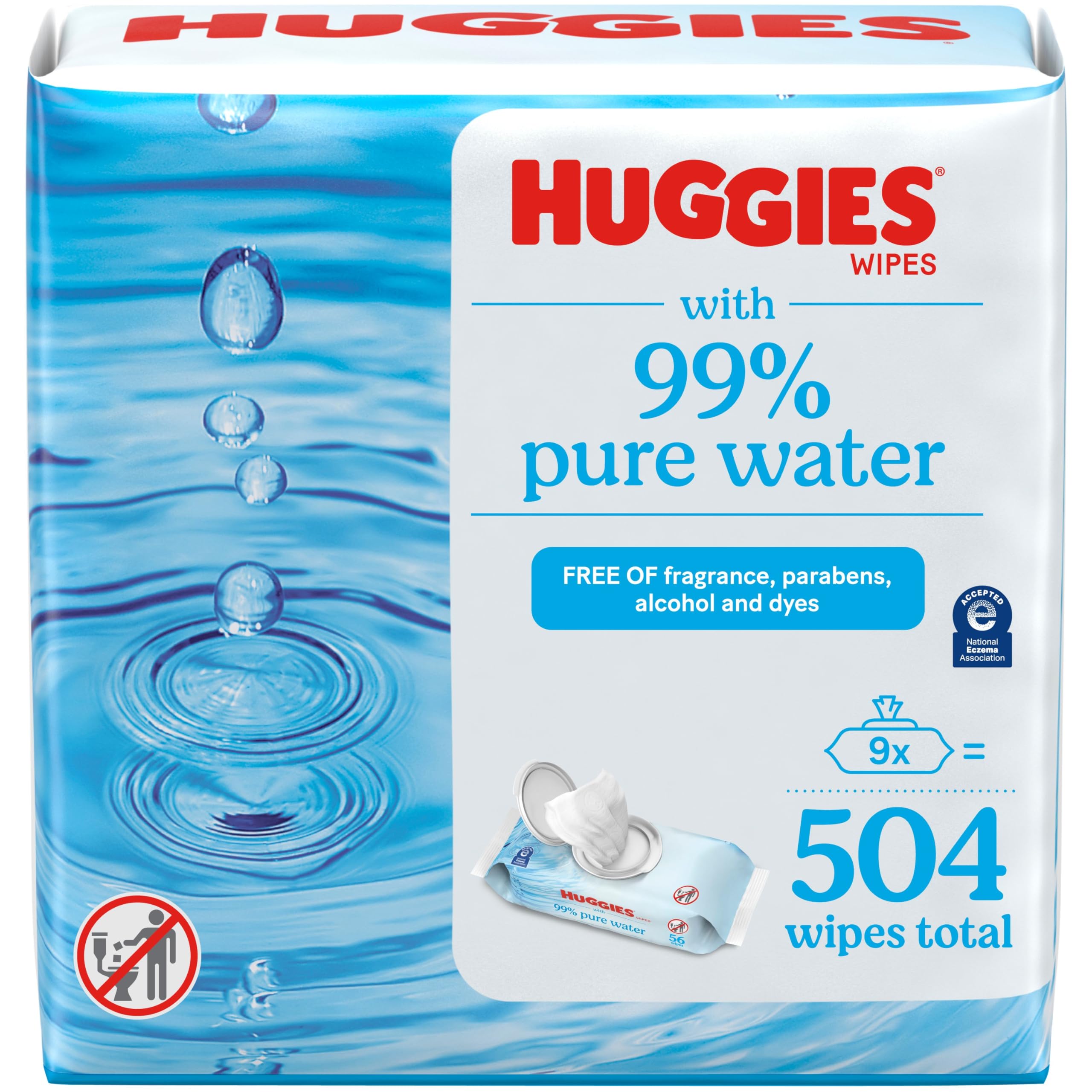 Amazon.com: Huggies 99% Pure Water Baby Wipes, Unscented, 9 flip-top ...