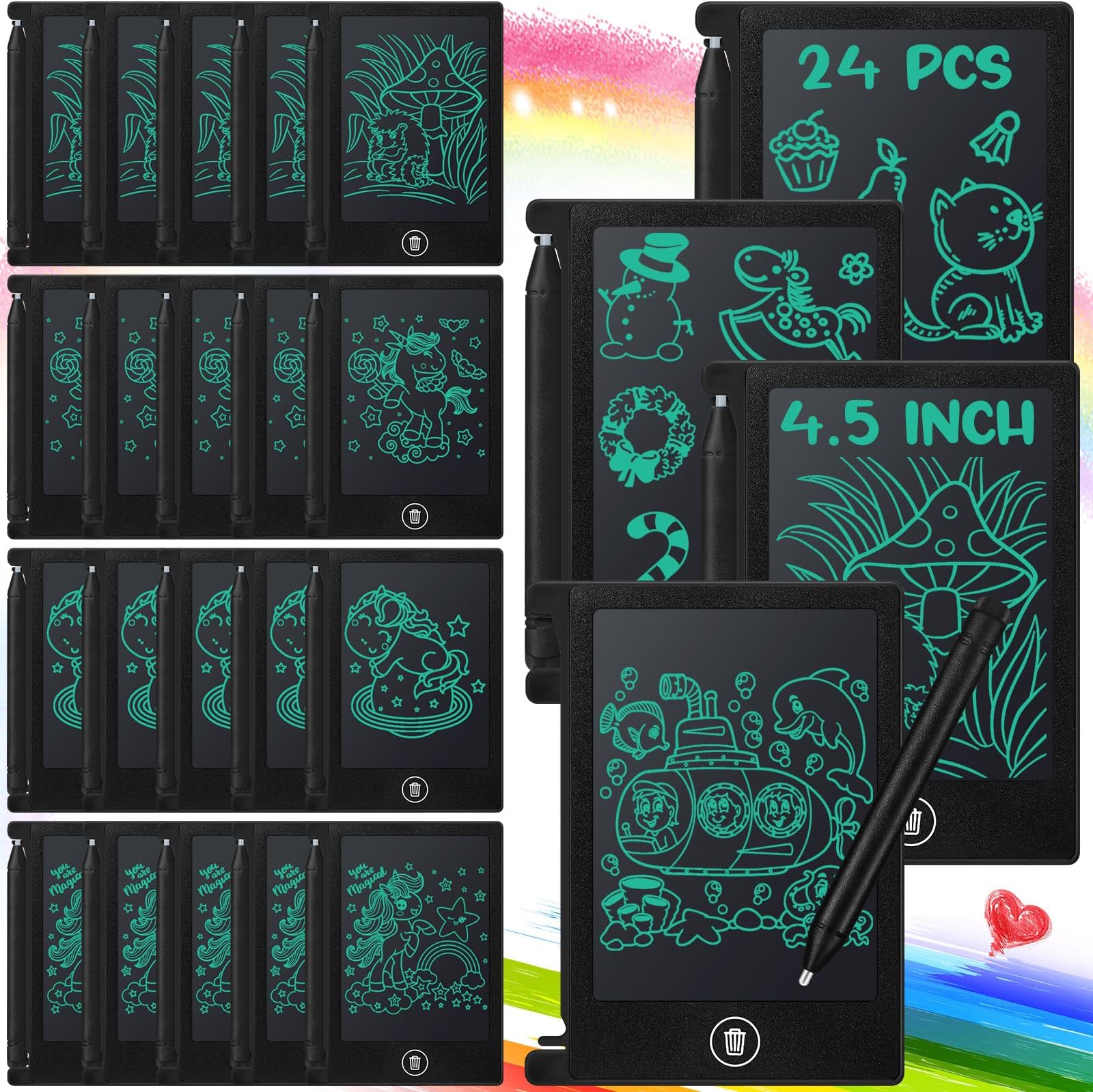 Amazon.com: Zhehao 24 Pieces LCD Writing Tablet Doodle Board 8.5 Inch ...