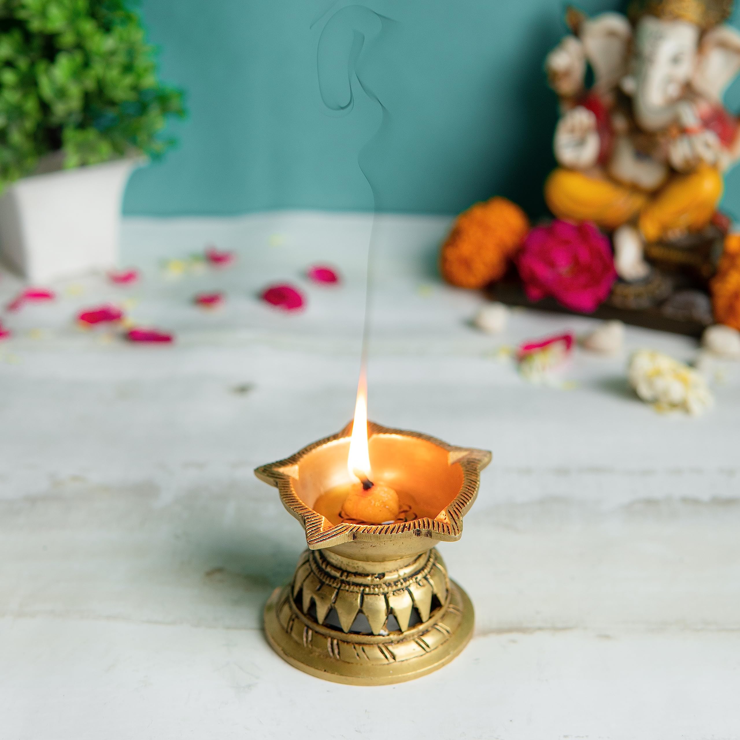 Buy Jaszz Art Brass Small Diya (8×8×6 Cm 300g) Small Ethnic Design ...