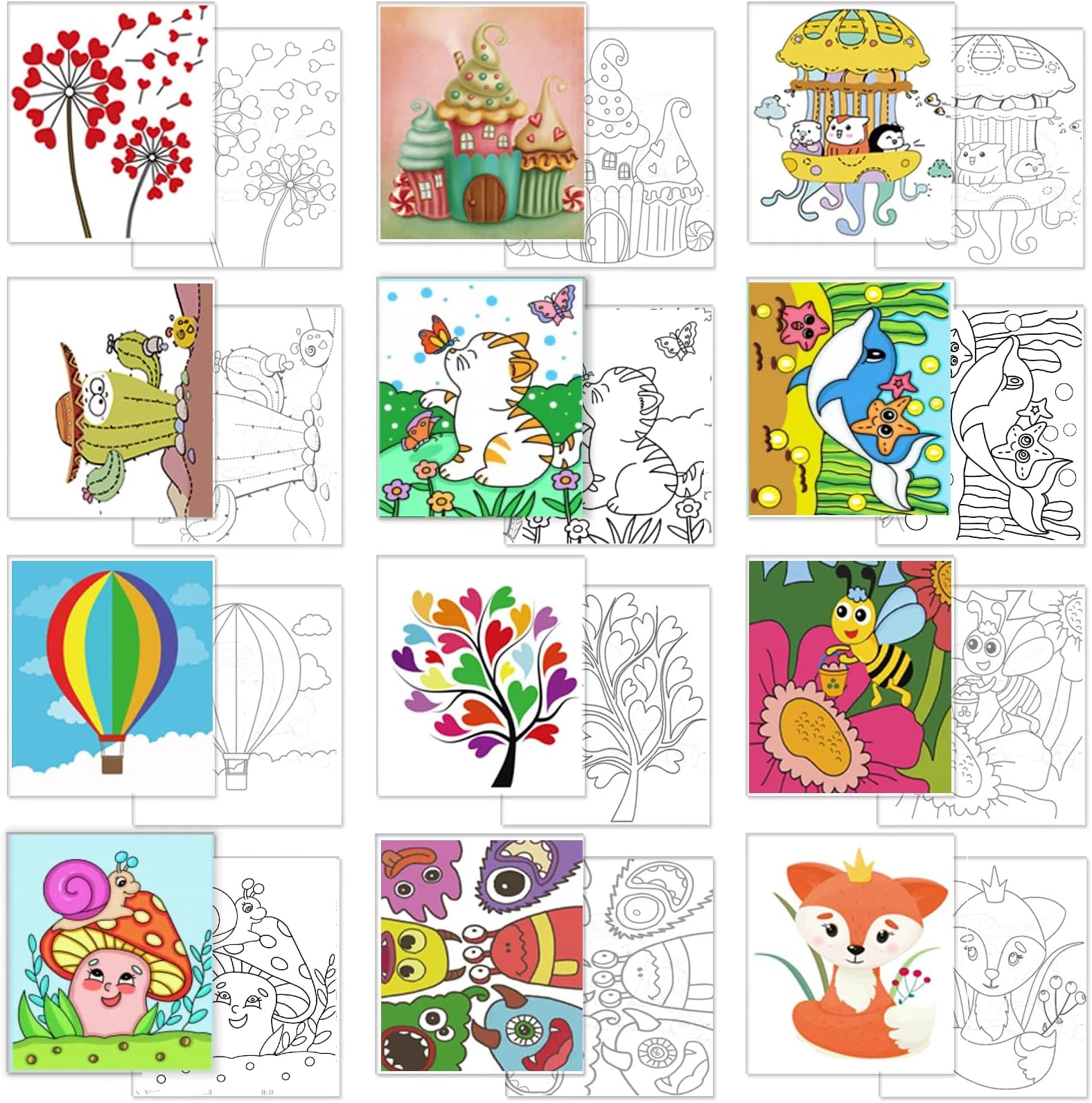 Amazon.com: Meanplan 12 Pcs Pre Drawn Outline Canvas 4 x 4 Inch Pre ...