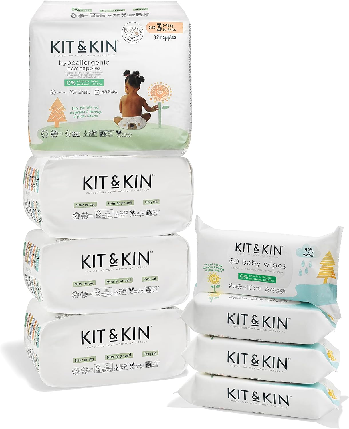 Kit & Kin Premium Eco Size 3 Newborn Essentials Starter Pack ...