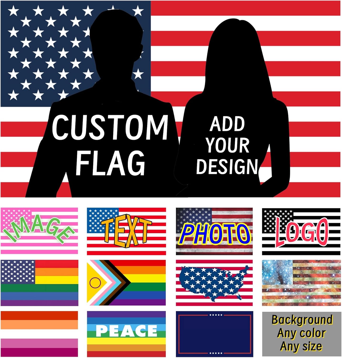Amazon.com : Yehuaa Custom America Flag Double-Sided Print Image Text ...