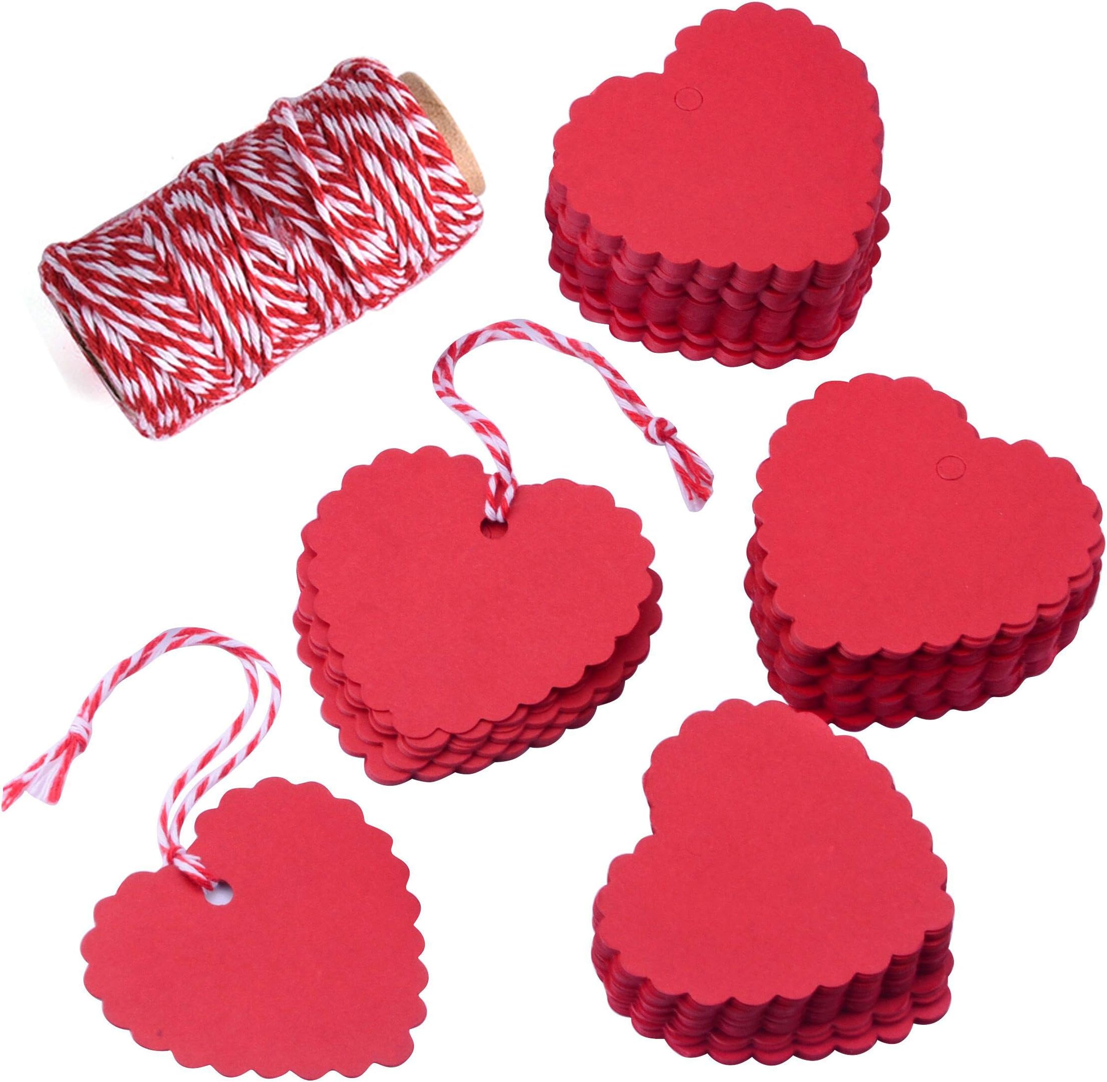 Amazon.com: Zealor 150 Pieces Red Kraft Paper Gift Tags Heart Shape ...