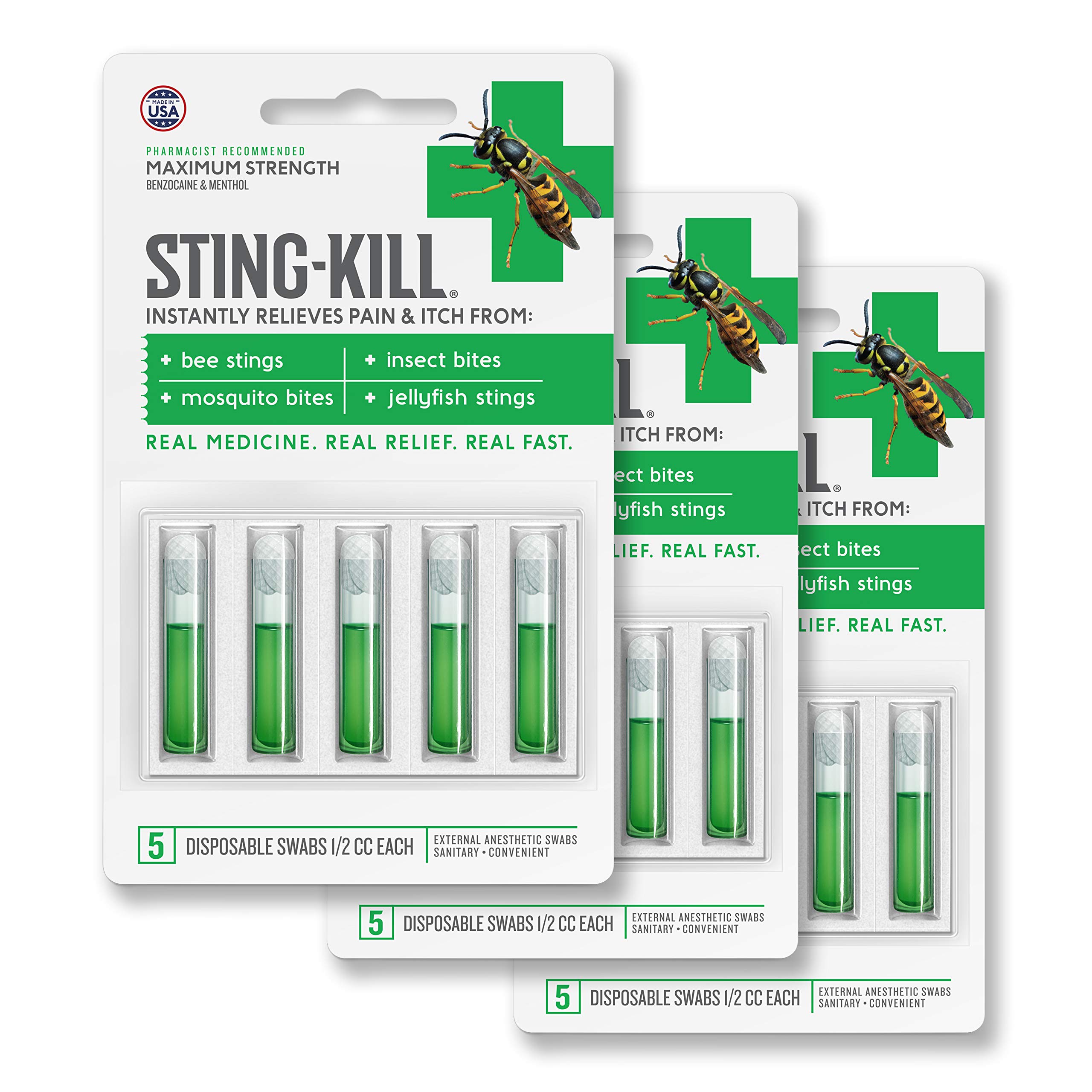 Amazon.com: Sting-Kill Disposable Swabs 5 Each (Pack of 3) : Health ...
