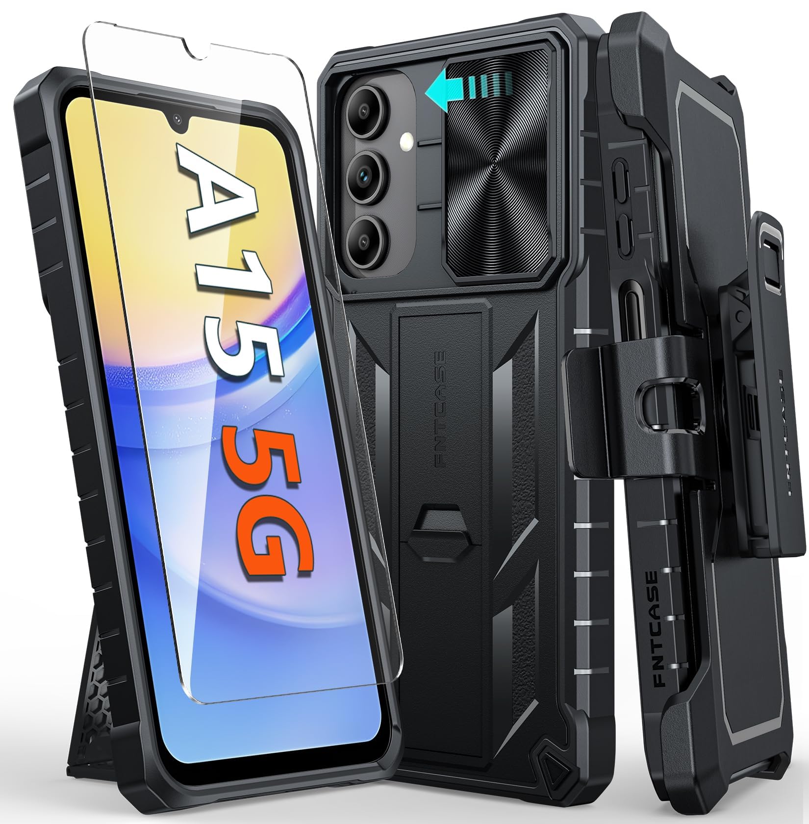 Amazon.com: FNTCASE for Samsung Galaxy A15-5G Case: Rugged Protective Phone Cases with Kickstand ...