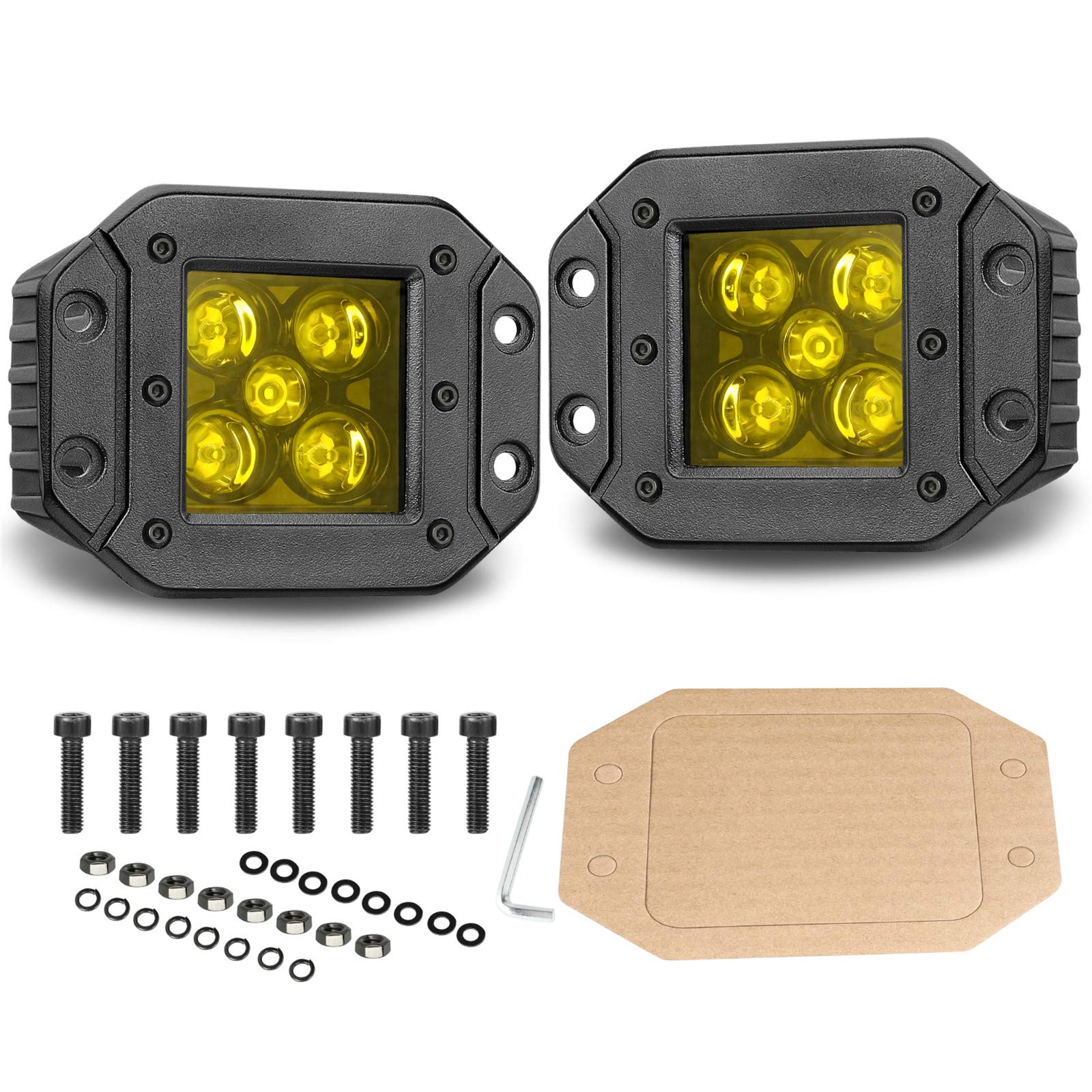 Buy Amber Flush LED Pods, AKD Part 5 Inch 50W LED Bumper Lights LED ...