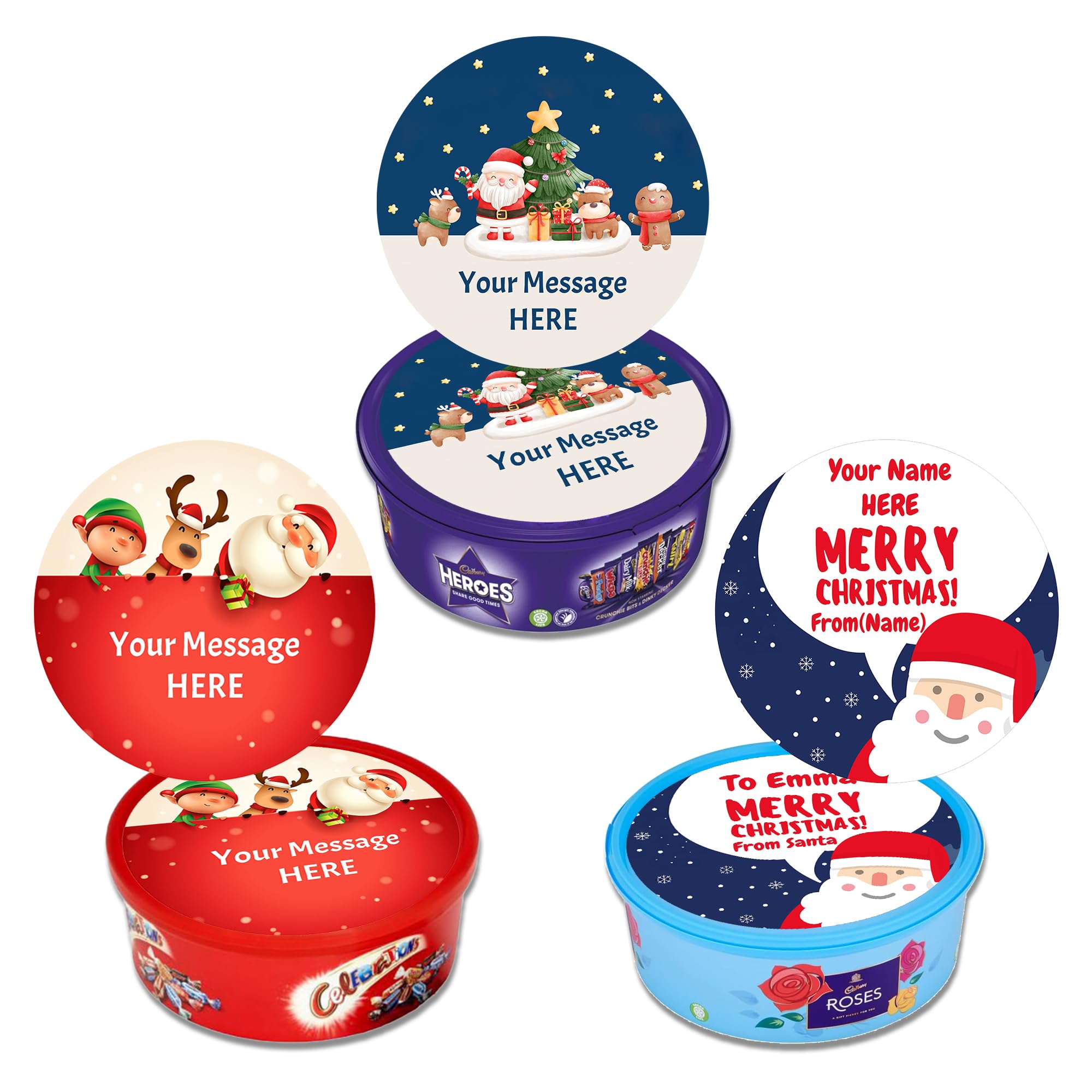 Personalized Chocolate Labels Personalised Christmas Chocolate Tub