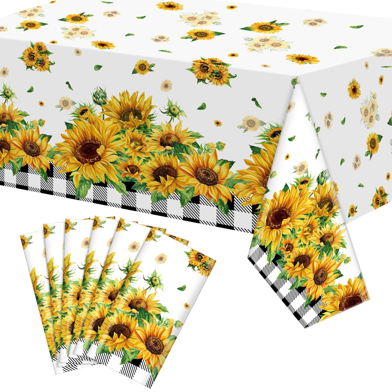 Amazon.com: Bencailor 6 Pcs Sunflower Tablecloth Rectangle Plastic ...