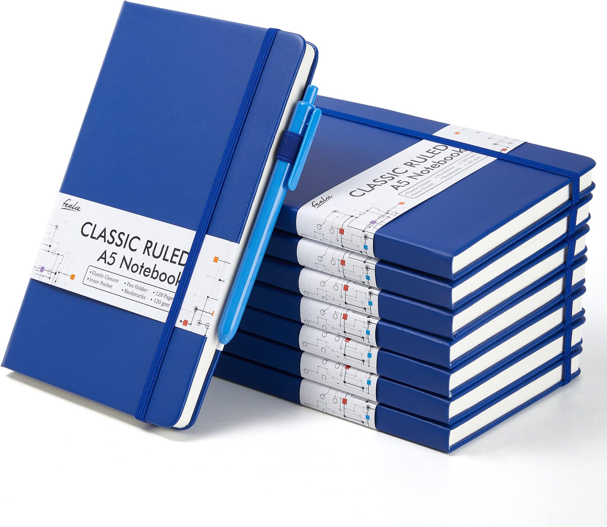 Amazon.com : feela 8 Pack Journal Notebook Bulk for School, Hardcover ...