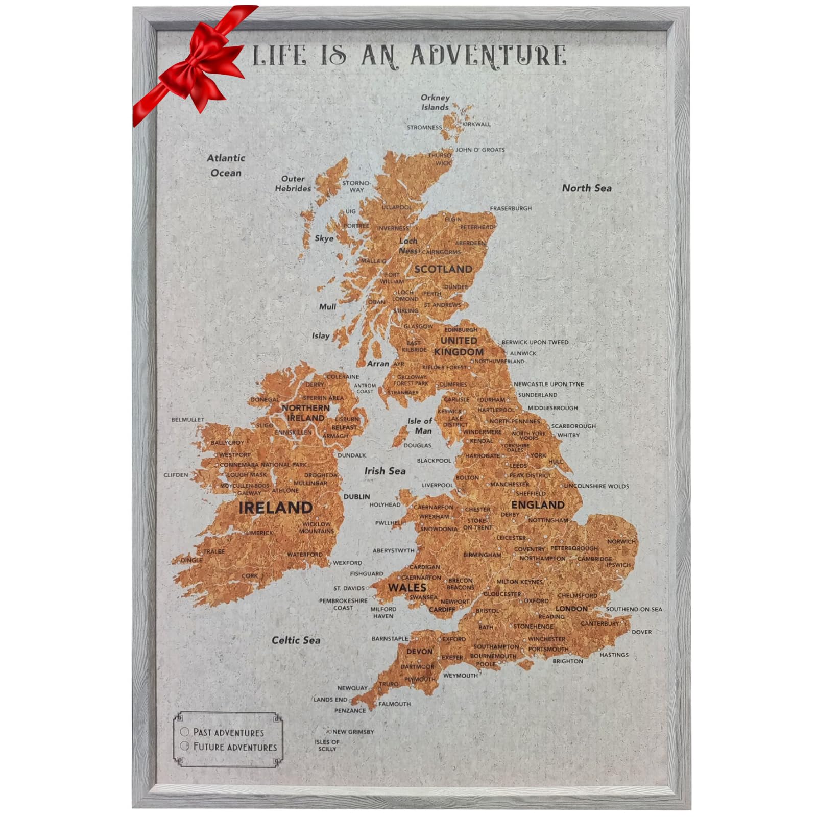 Splosh Travel Map - Large UK Map & Ireland Map Pin Board in Grey ...