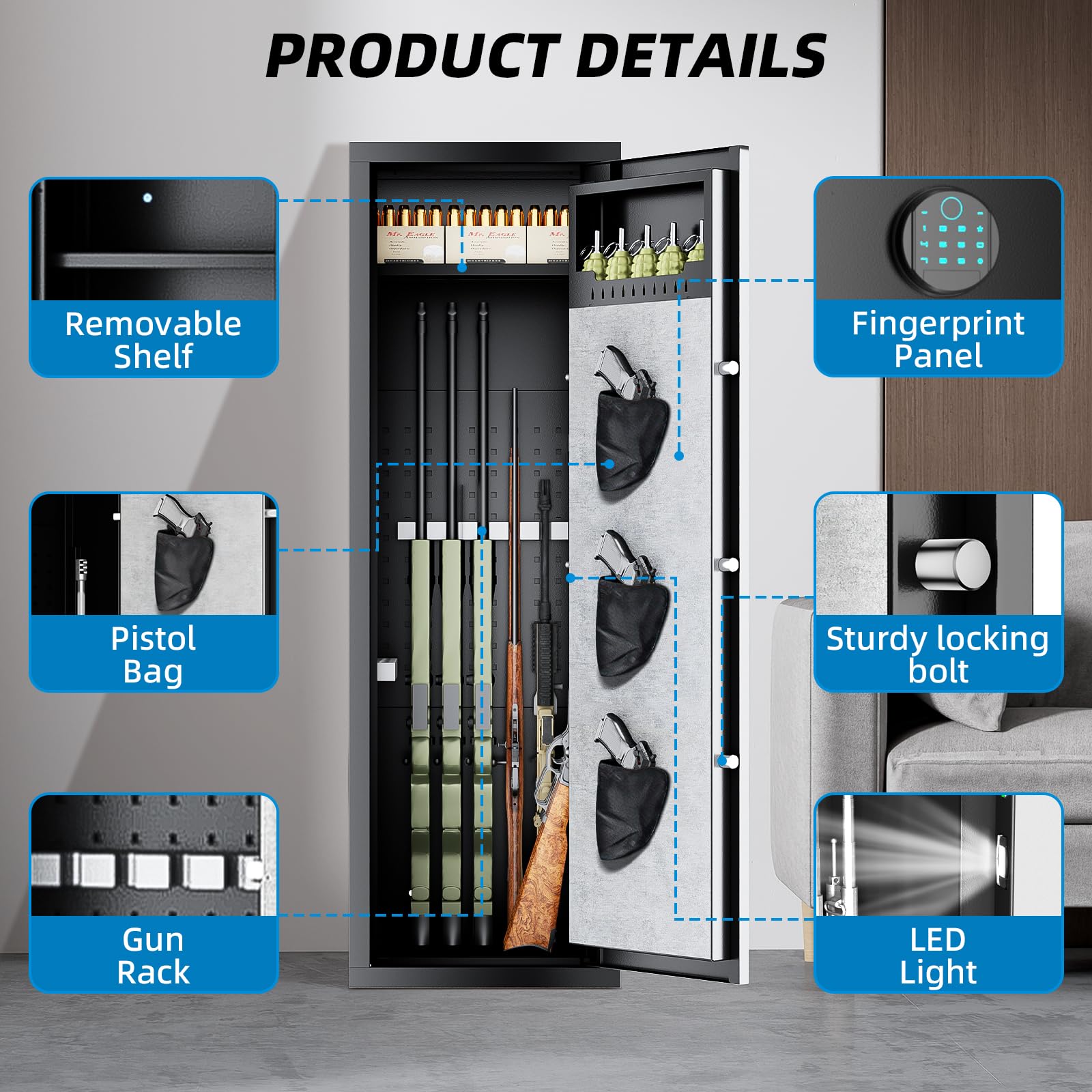 Snapklik.com : KARUIKEV 10-15 Rifle Gun Safe,Gun Safes For Home Rifles And Pistols, Large ...