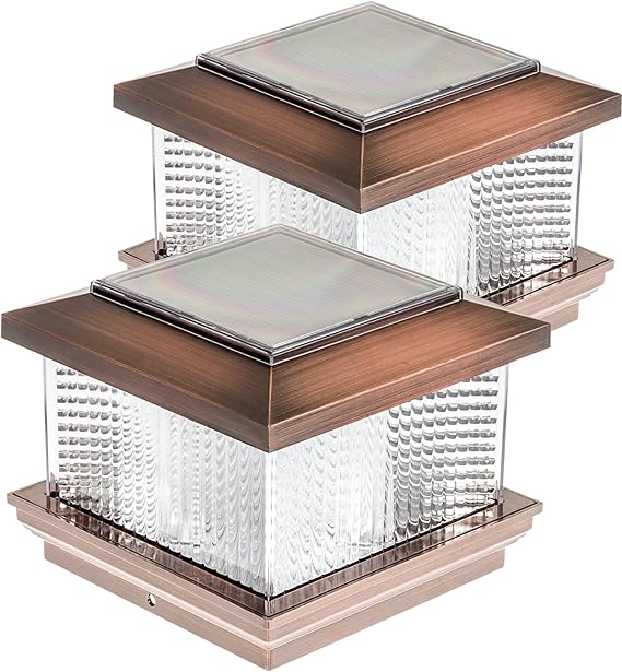 GreenLighting (2 Pack) Solar LED Post Cap Light for 5 x 5 PVC Posts w ...