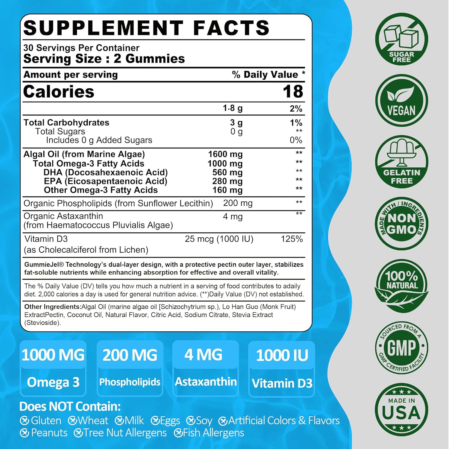 Vegan Omega 3 Gummies 1000mg + Astaxanthin, Philippines | Ubuy