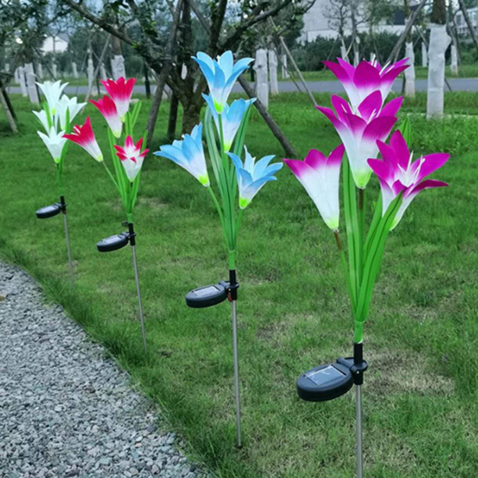 Lily Solar Garden Light Flower Solar Light | Deep Pink Water Lily