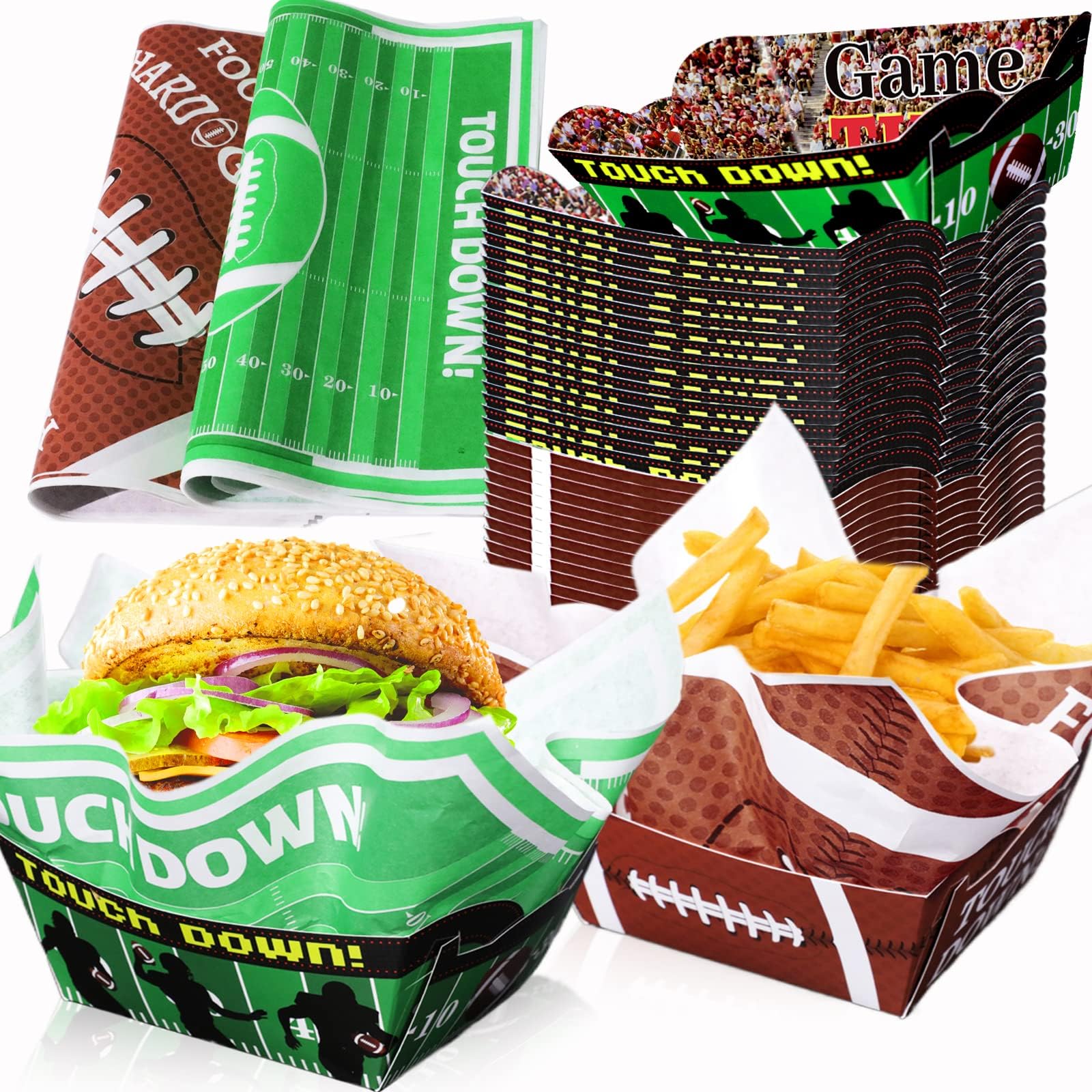 Amazon.com | 100 Pcs Football Paper Food Trays Ball Paper Party Bowls ...
