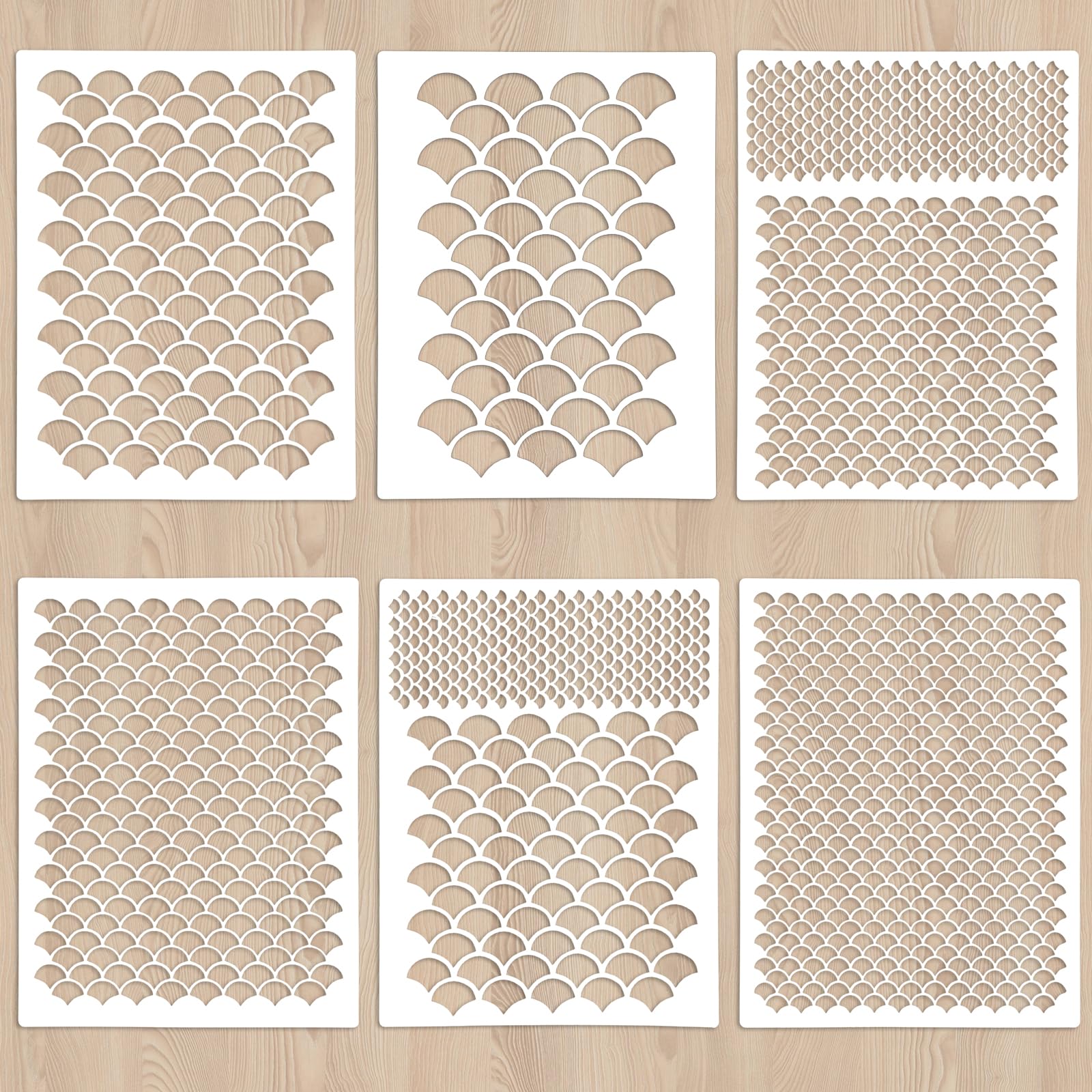 Amazon.com : Giantree 6 Pcs Fish Scale Stencils, Mermaid Scale Stencils ...