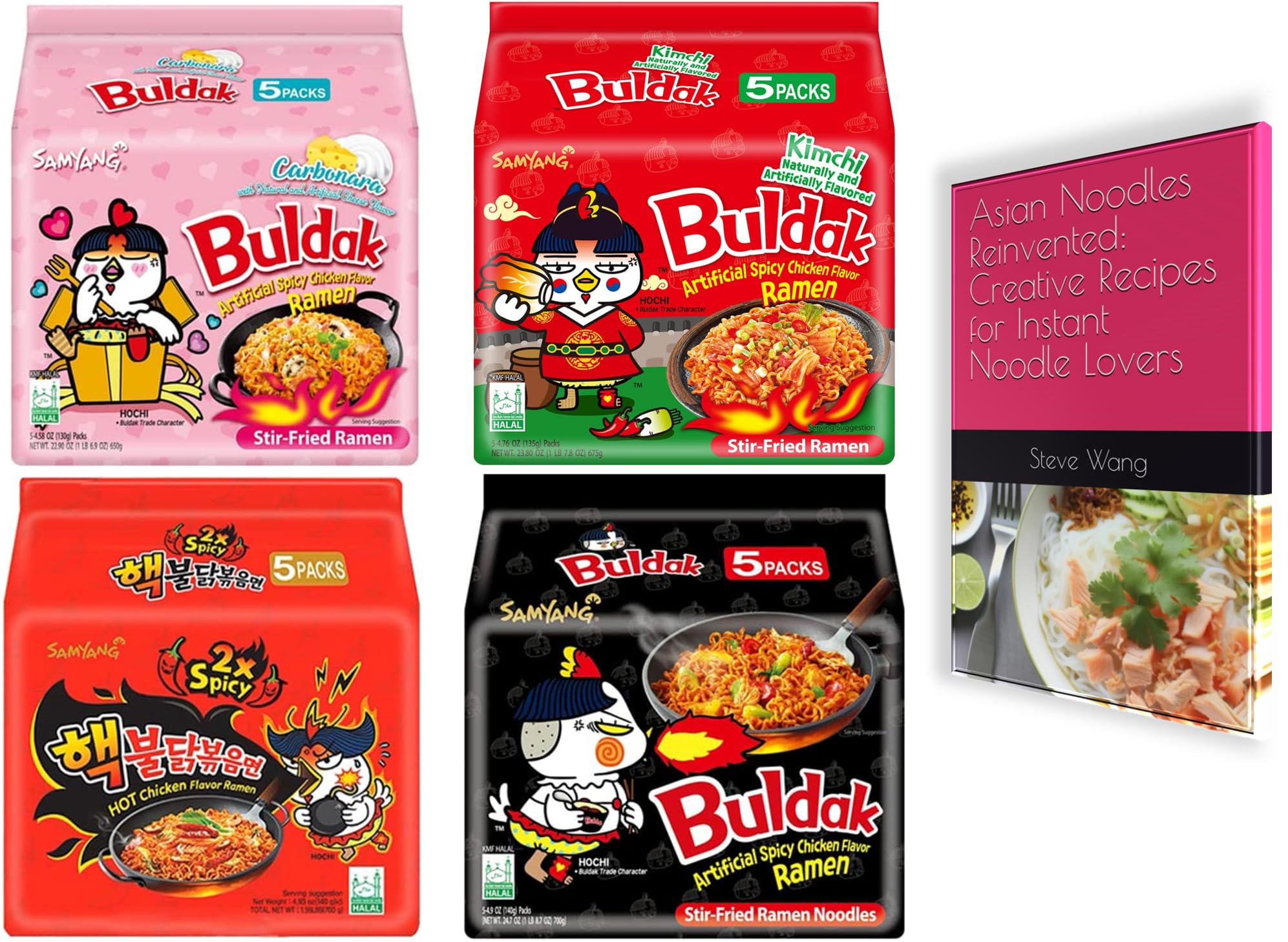 Amazon.com: Buldak Chicken Ramen Korean Spicy Noodles (20 packs) 4 ...