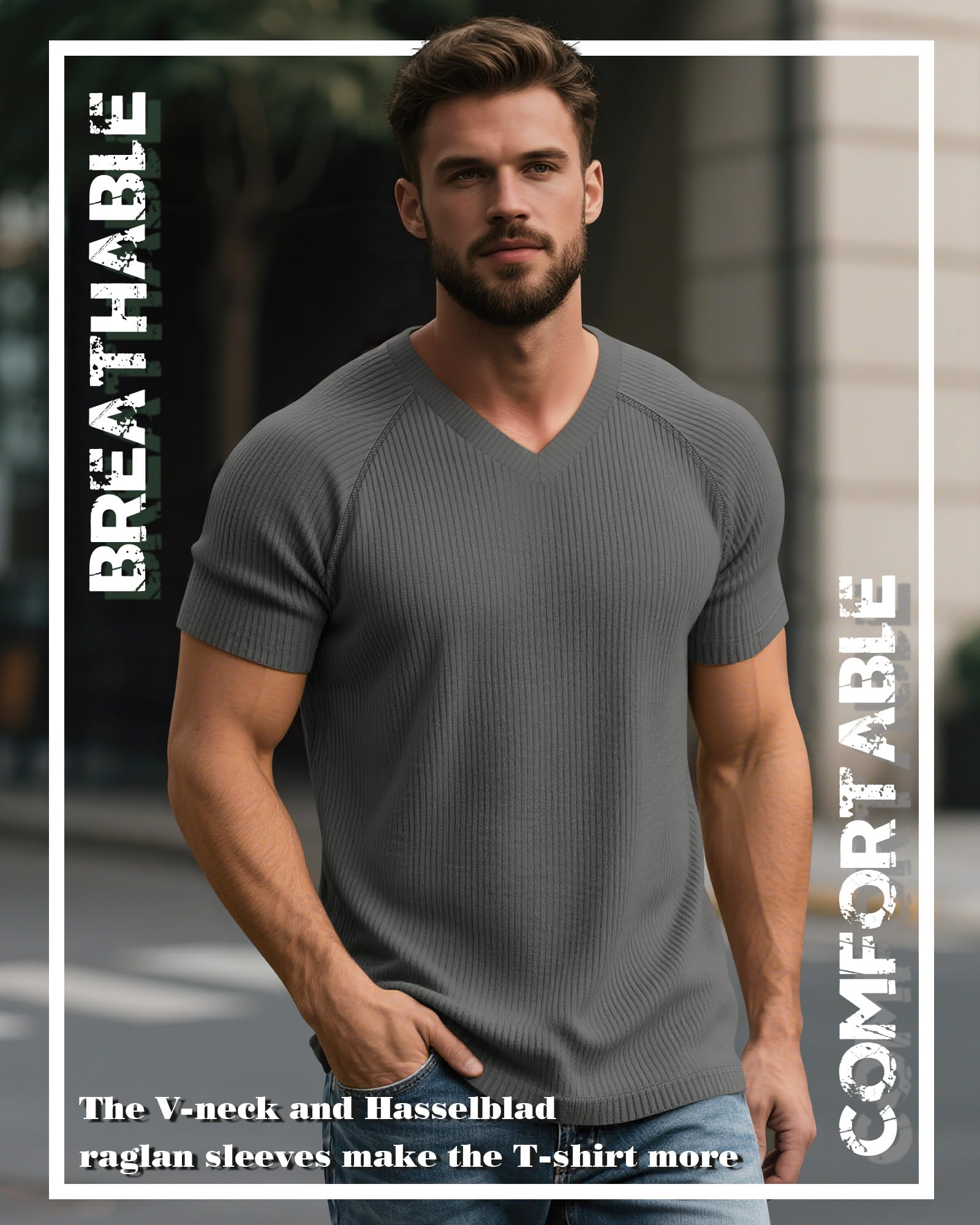 Snapklik.com : Riyiper 3 Pack Mens Big And Tall T-Shirts V Neck Ribbed ...