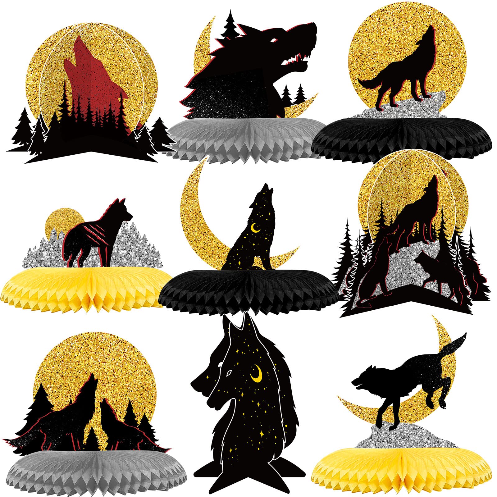 Buy 9 Pieces Wolf Honeycomb Centerpieces Wolf Birthday Party ...