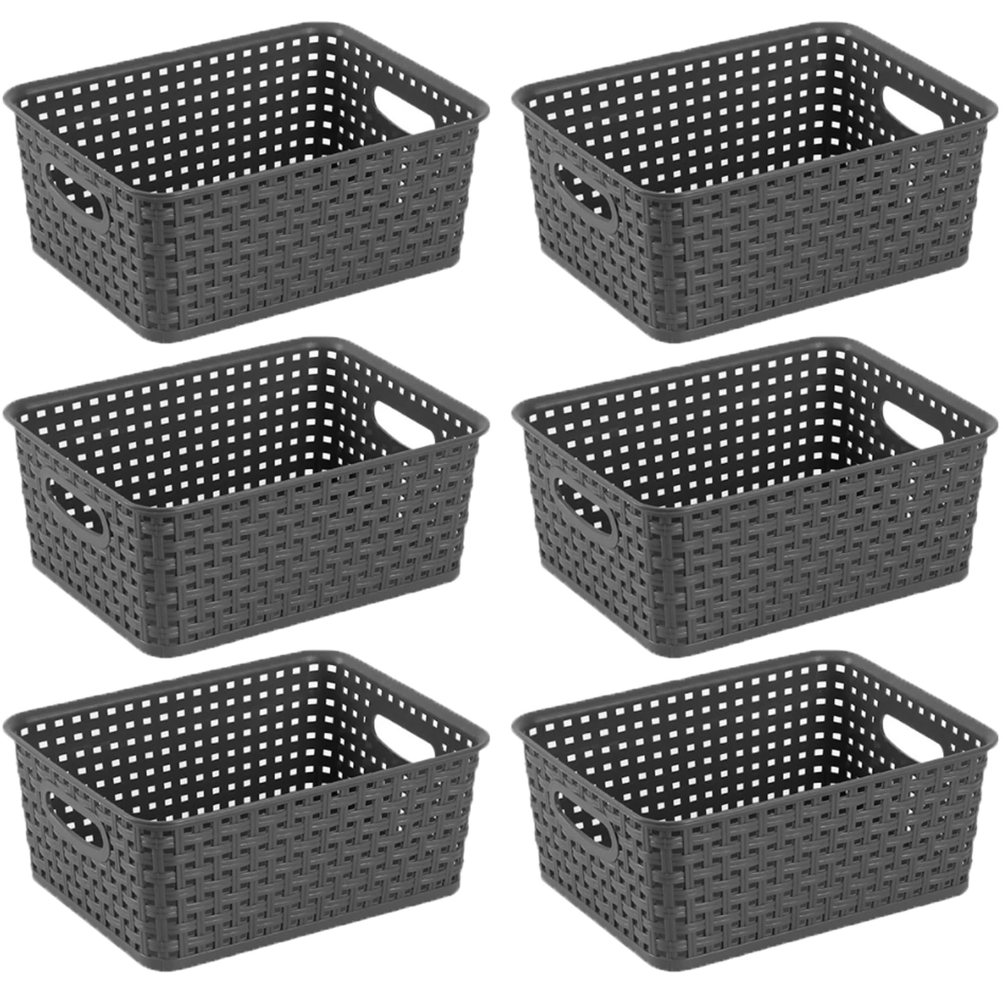 Amazon.com: Plastic Storage Baskets 6 Pack,Small Pantry Organization ...